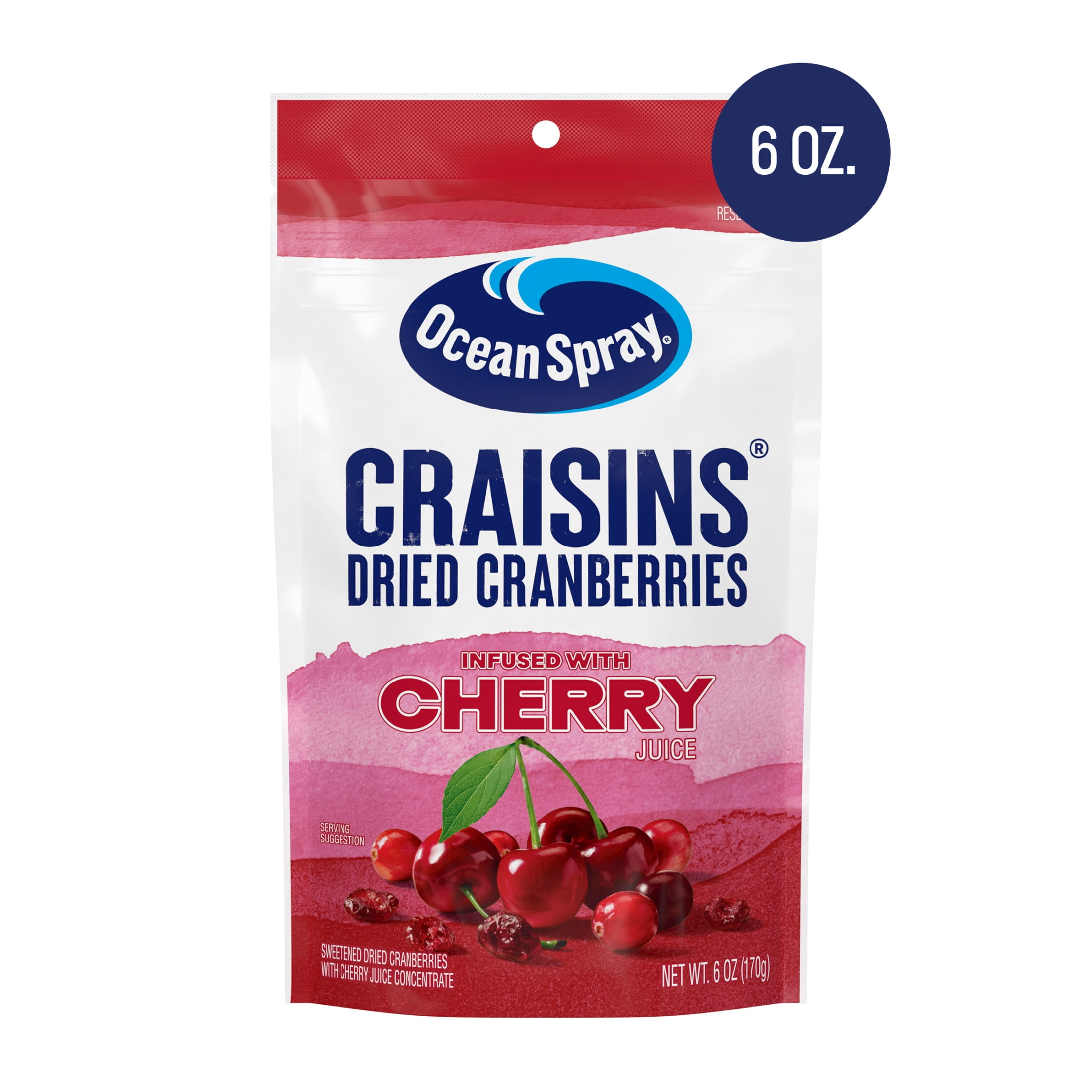 Ocean Spray, Craisins, 6oz, Cherry Infused Dried Cranberries - Walmart.com