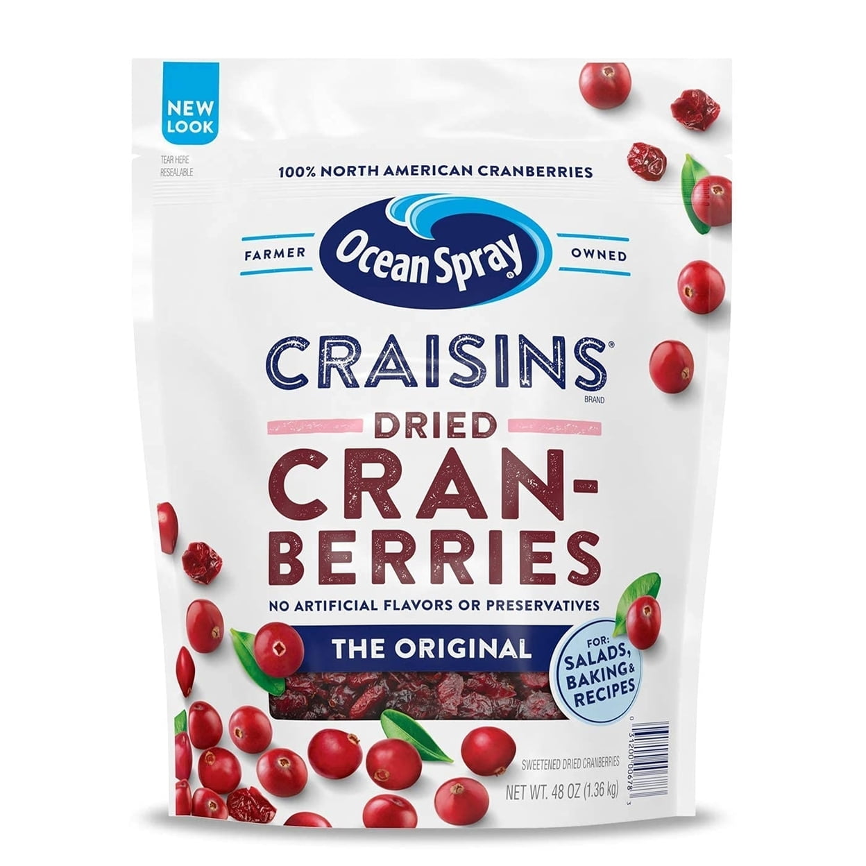 Ocean Spray Craisins, Sweetened Dried Cranberries, 48 Ounce, Resealable ...