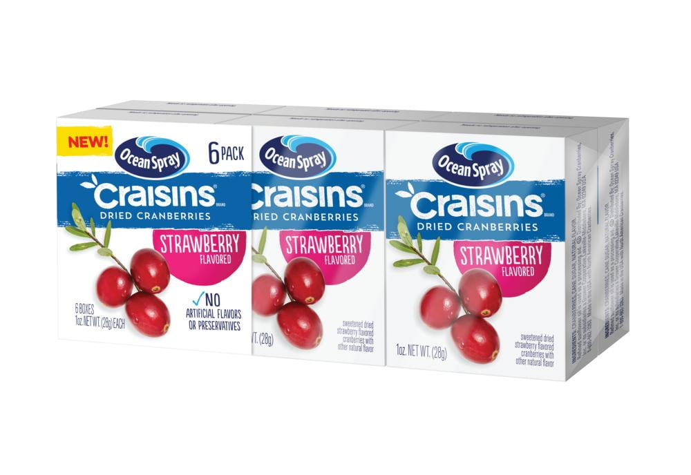 Ocean Spray Craisins Dried Cranberries Strawberry Flavored, 1 Oz., 6 ...