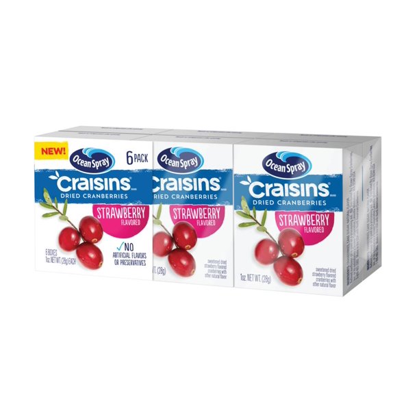Ocean Spray Craisins Dried Cranberries Strawberry Flavored, 1 Oz., 6 ...