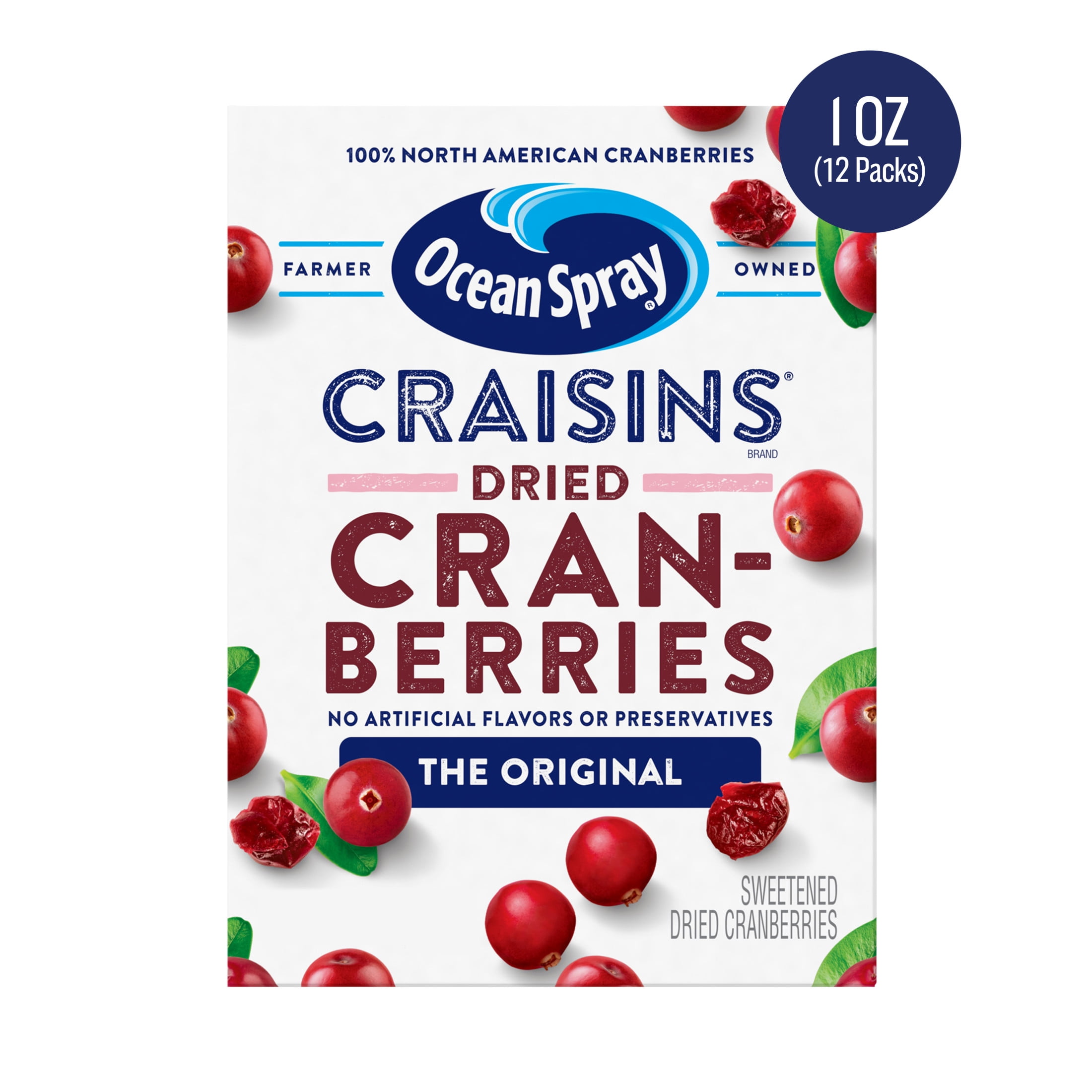 Ocean Spray Craisins Original Dried Cranberries, 1 oz Bricks, 12 Count ...