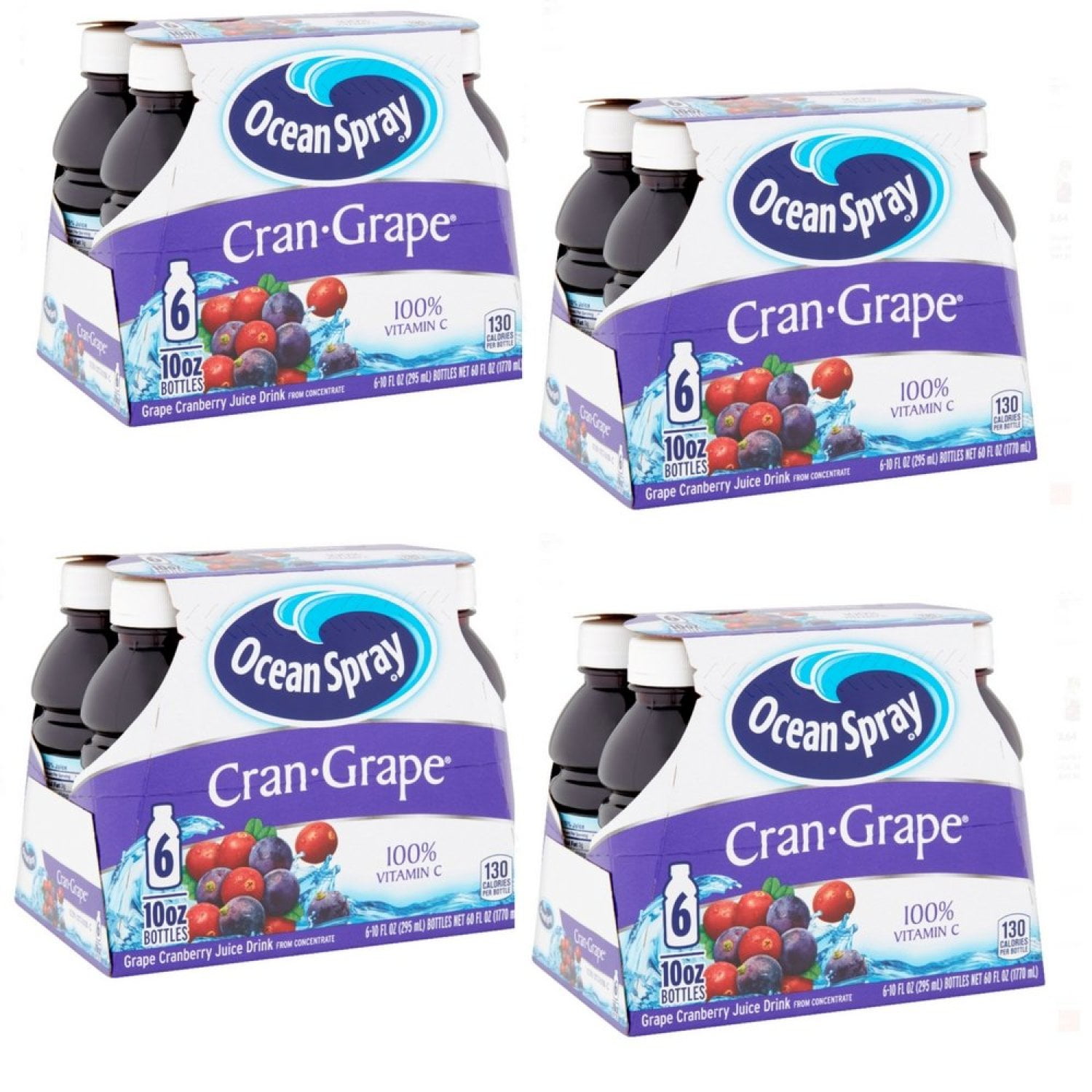 Ocean Spray: Cran-Grape 10 oz Juice Drink, 6 Pk(Case of 4) - Walmart.com