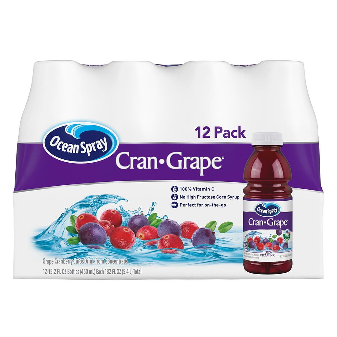 Ocean Spray Fruit Juice, Cran Grape Flavor, 12 pk./15.2 oz. Bottles ...