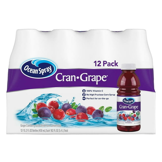 Ocean Spray Fruit Juice, Cran Grape Flavor, 12 pk./15.2 oz. Bottles ...