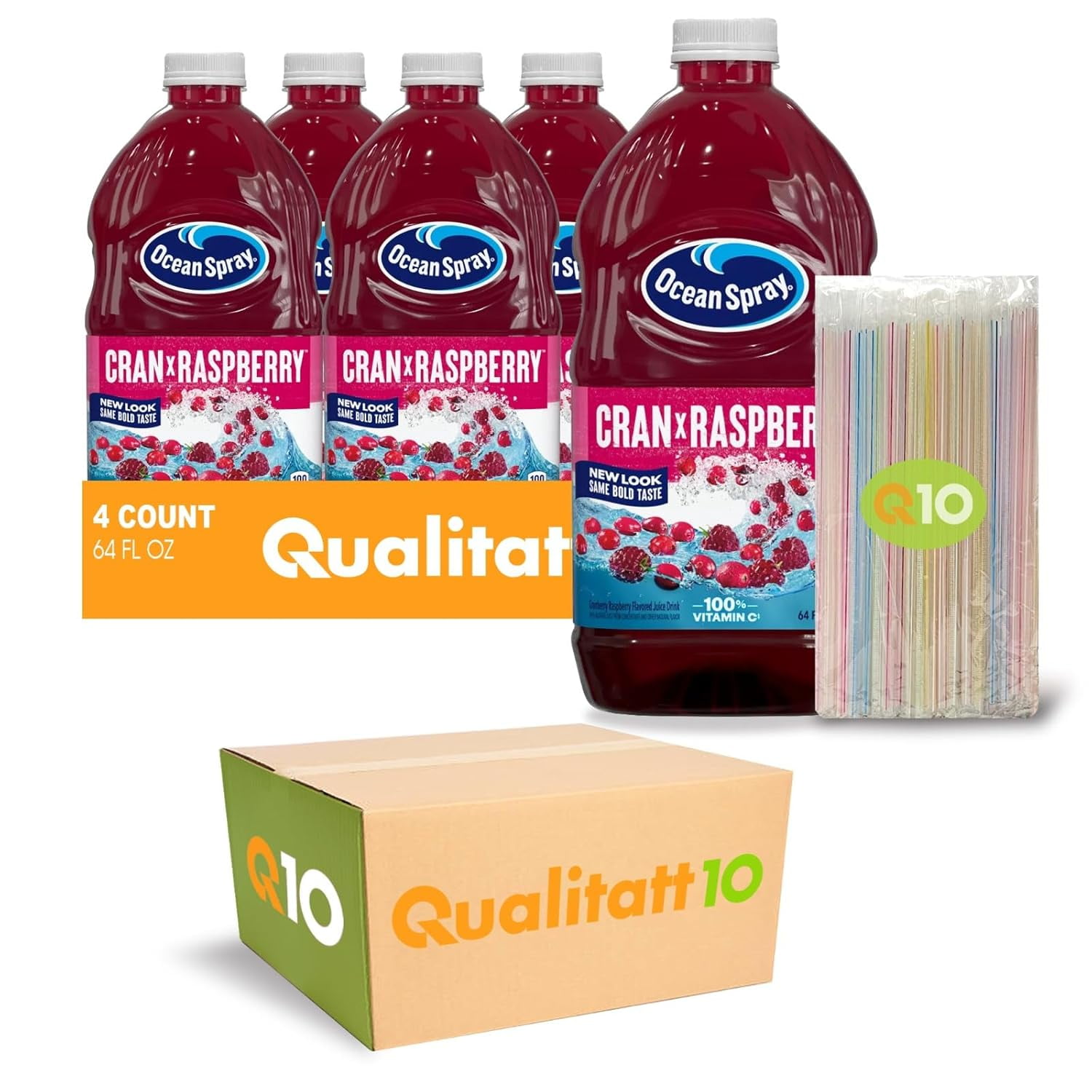 Ocean Spray Cran Raspberry Juice Drink 64 fl oz 4 Pack + 80 Disposable ...