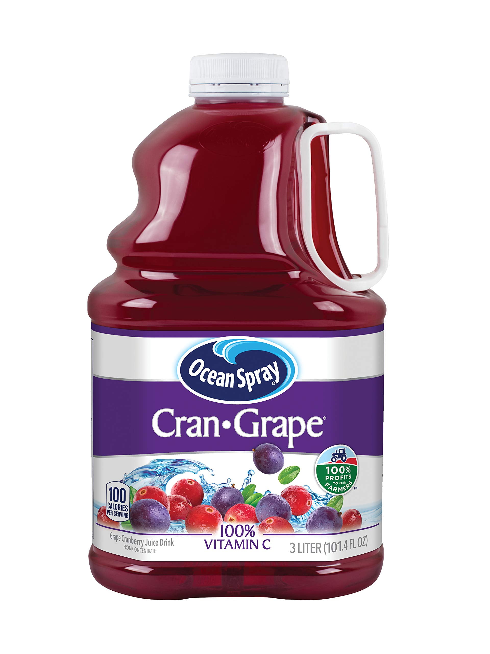 Ocean Spray Cranberry Grape Juice Drink, 101.4 Fl Oz, 3 Liter Bottle ...