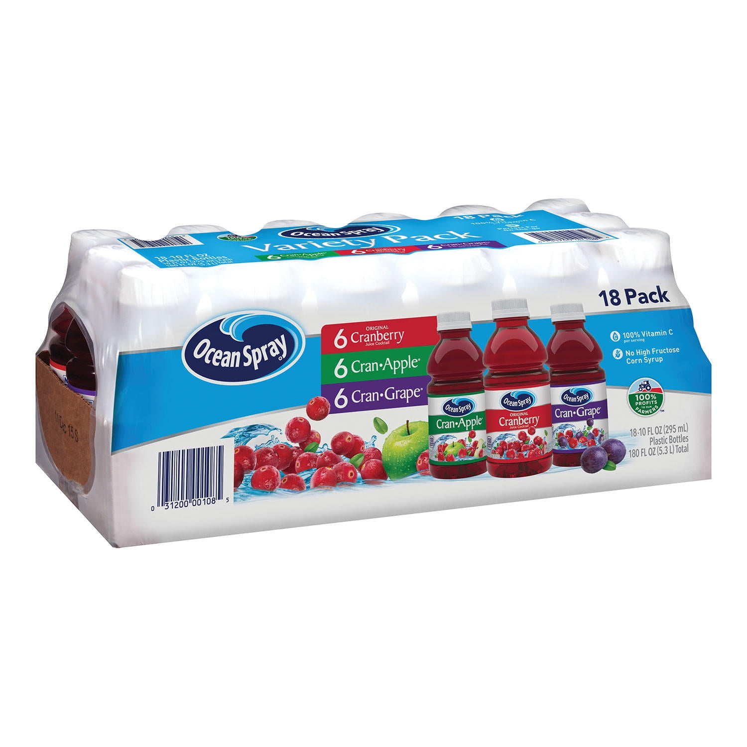 Ocean Spray Juice Drink Variety Pack, 10oz Bottles, Cranberry, Cran ...