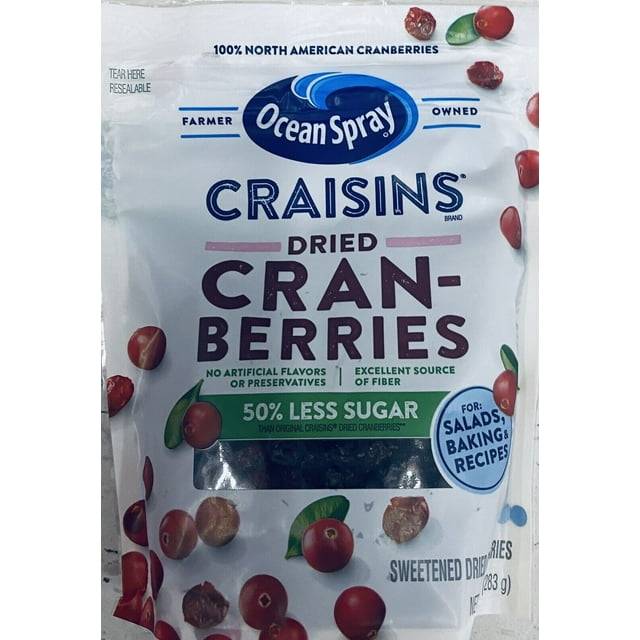 Ocean Spray ORIGINAL Craisins Dried Cranberries 50% LESS SUGAR 10 oz ...