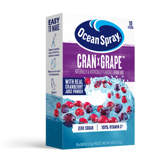 Ocean Spray On-The-Go Powdered Drink Mix, White Cran Strawberry, Zero ...