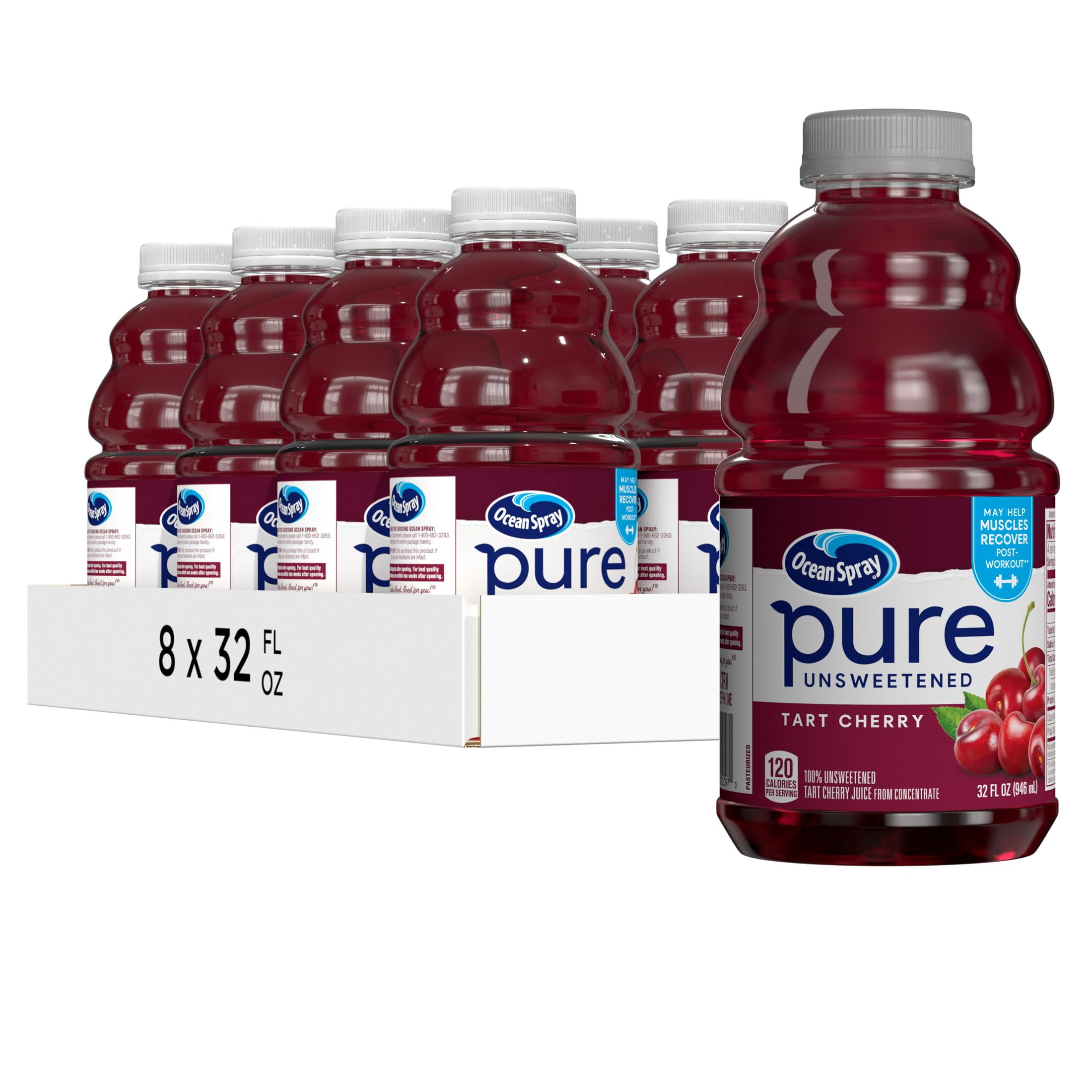 Ocean Spray Pure Unsweetened Tart Cherry, 100% Tart Cherry Juice, 32 Fl ...