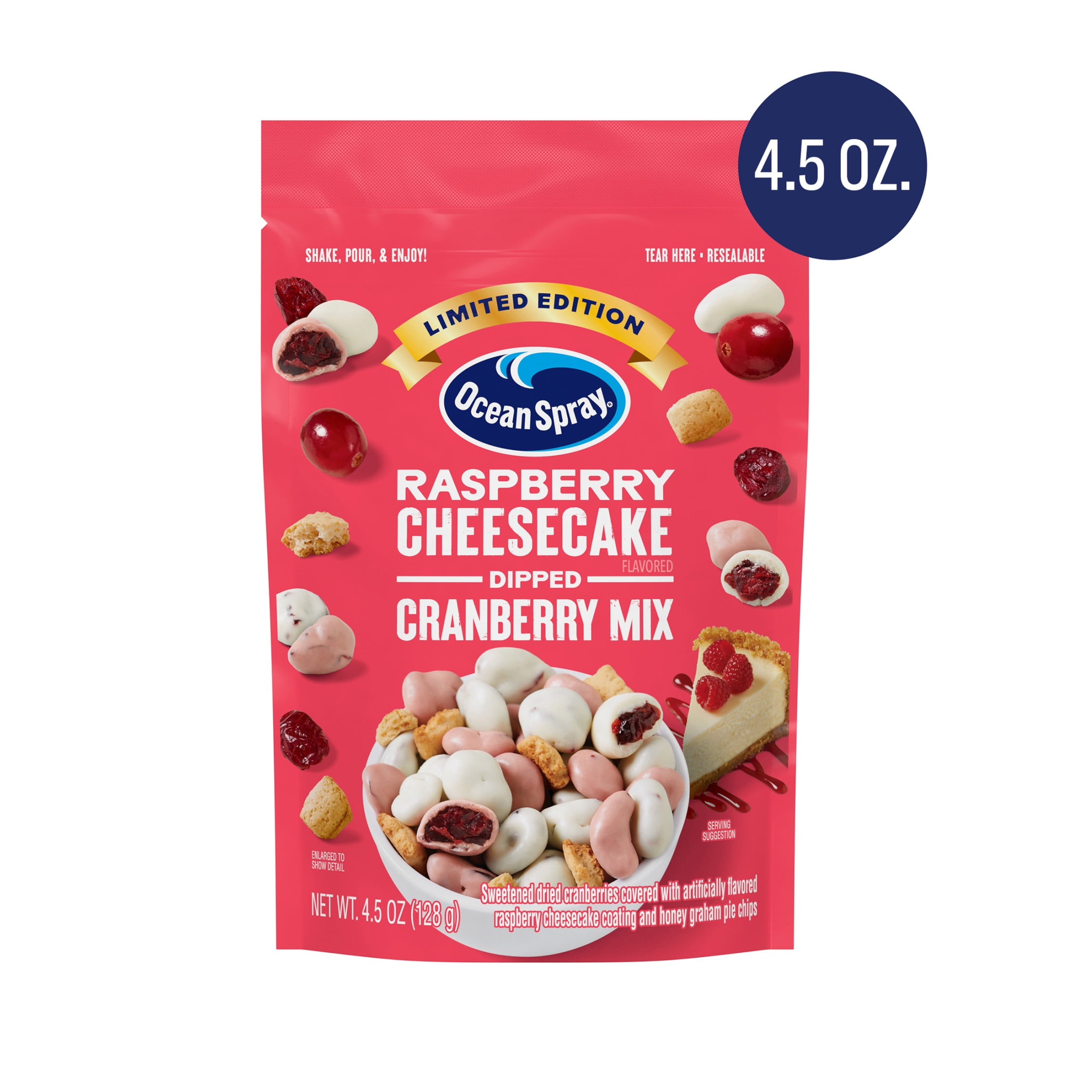 Ocean Spray® Raspberry Cheesecake Dipped Cranberry Mix 4.5 Oz Pouch ...