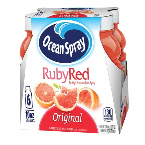 Ocean Spray Ruby Red Grapefruit Juice Drinks, 10 Fl Oz Bottles, 6 Count (Pack Of 1) Packaging ...