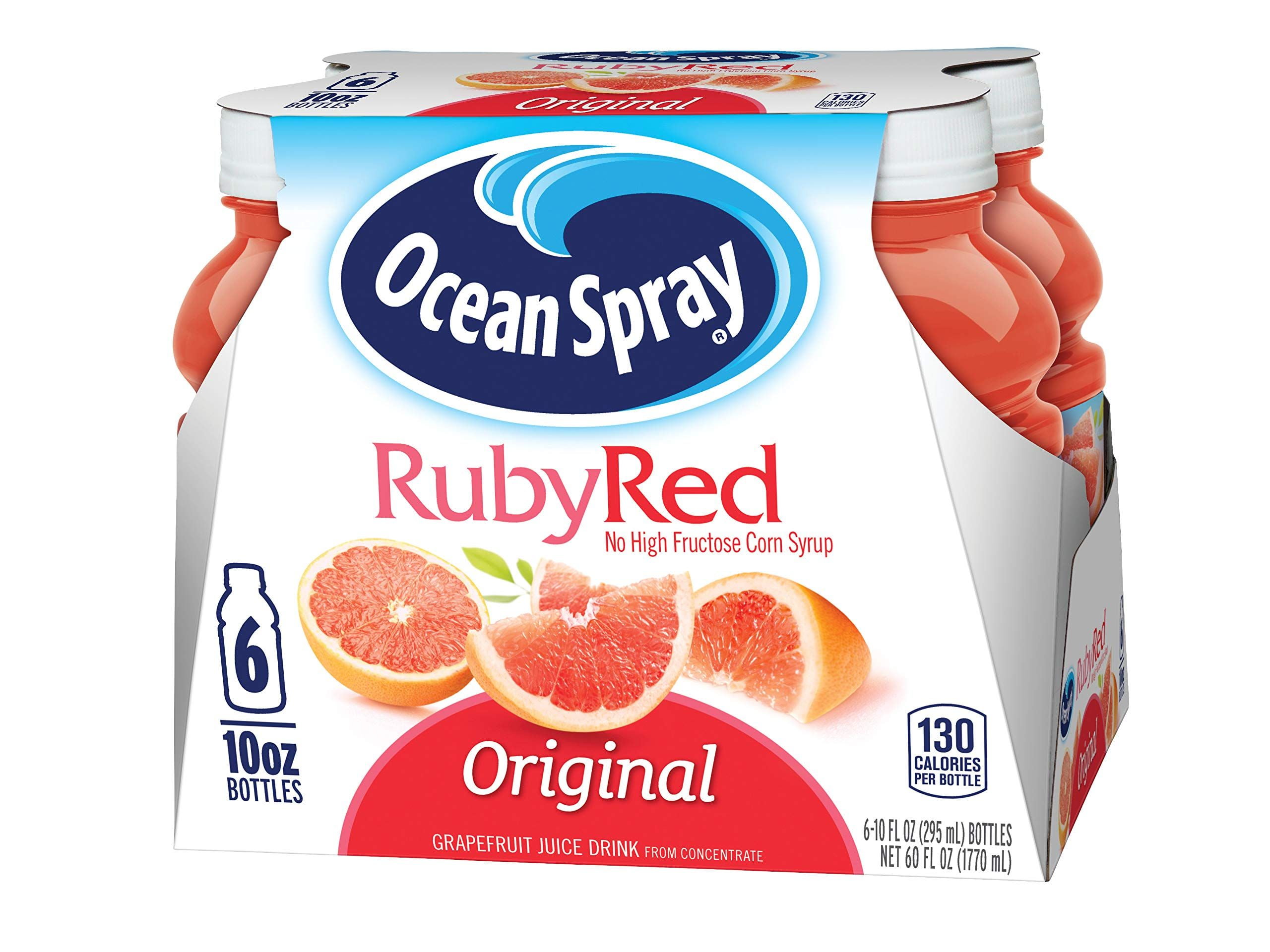 Ocean Spray Ruby Red Grapefruit Juice Drinks, 10 Fl Oz Bottles, 6 Count (Pack Of 1) Packaing may ...