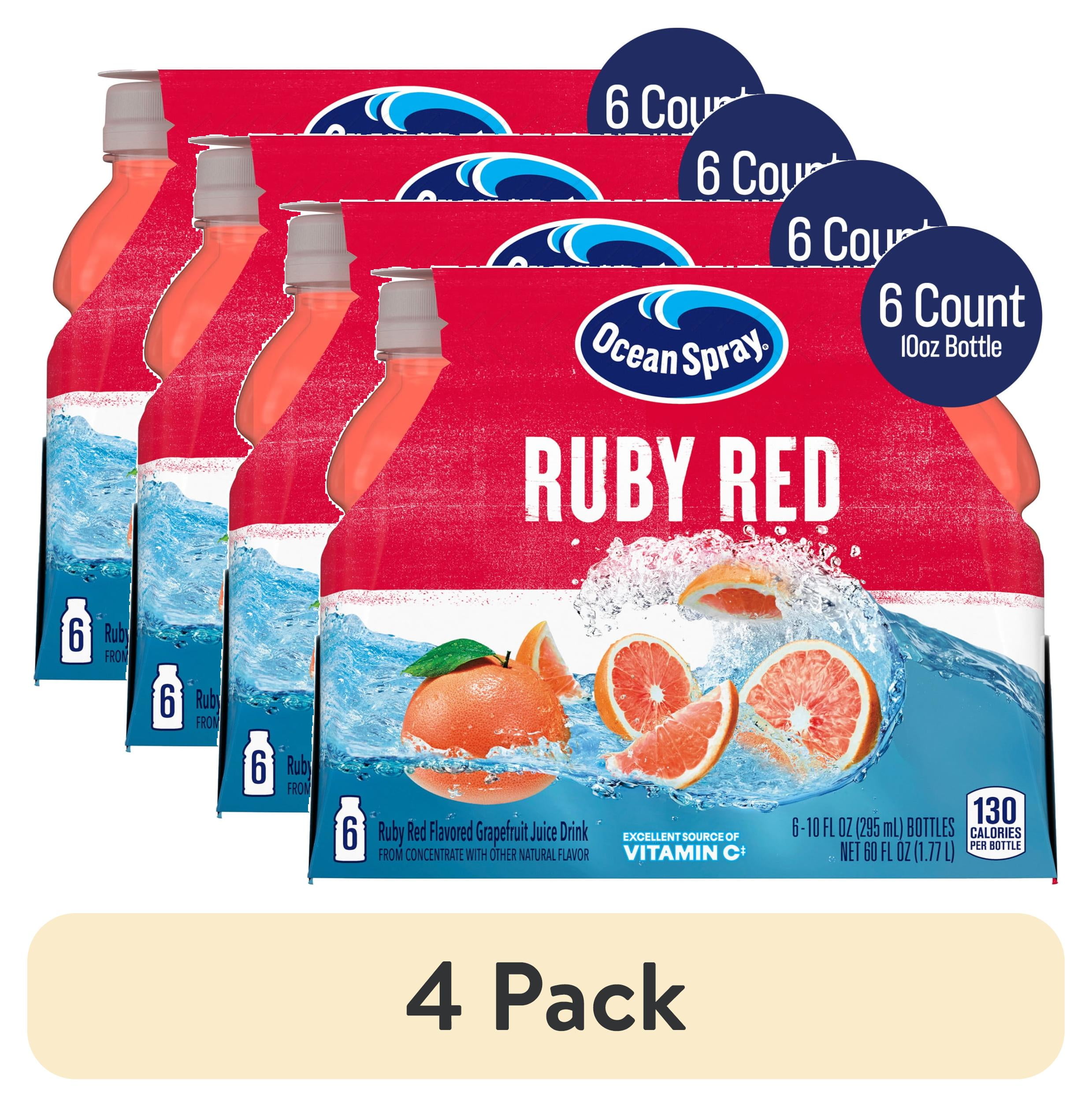 (4 pack) Ocean Spray® Ruby Red Grapefruit Juice Drinks, 10 fl oz Bottles, 6 Count - Walmart.com