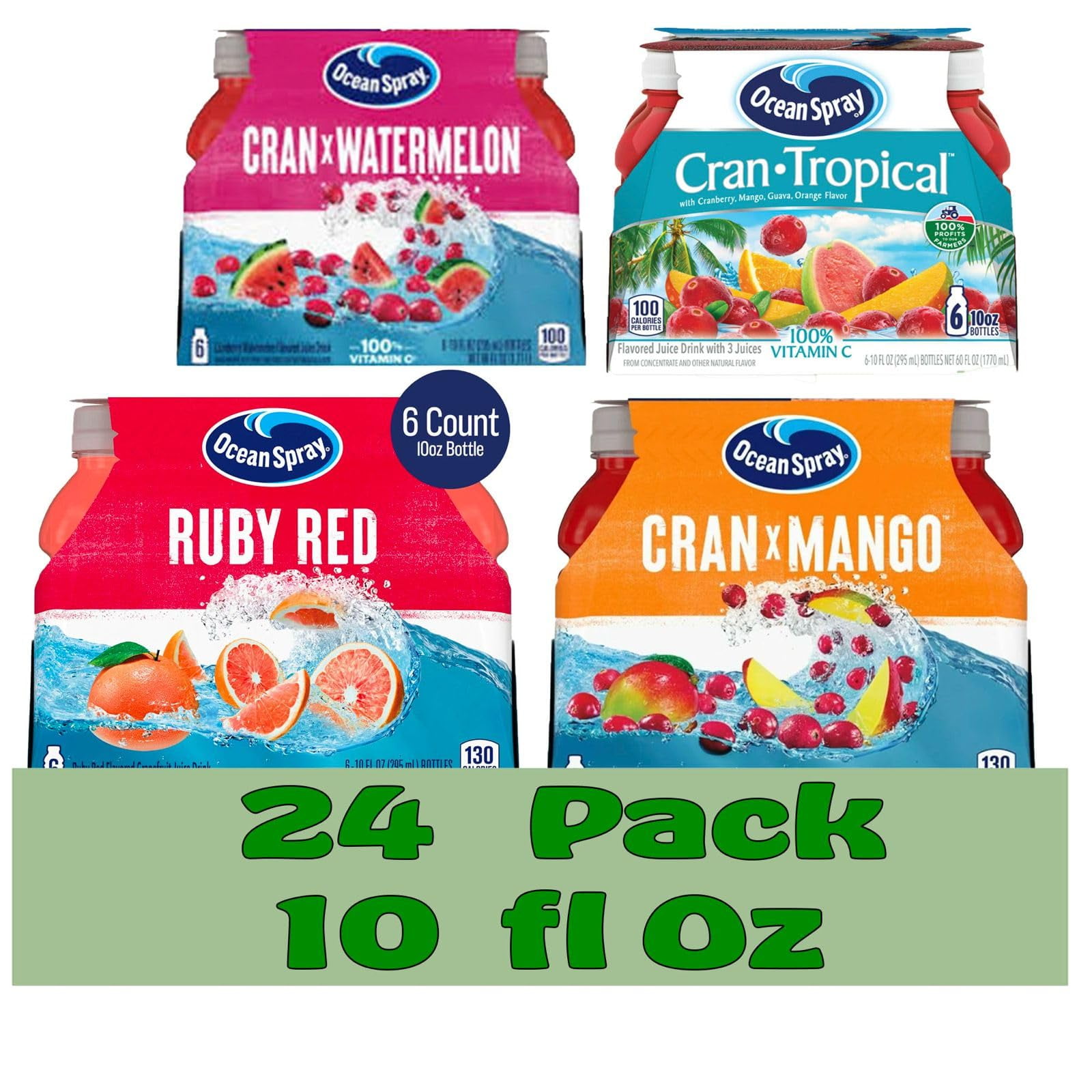 Ocean Spray Tropical Variety Juice Drink 10 Fl Oz Plastic Bottles 24 ...