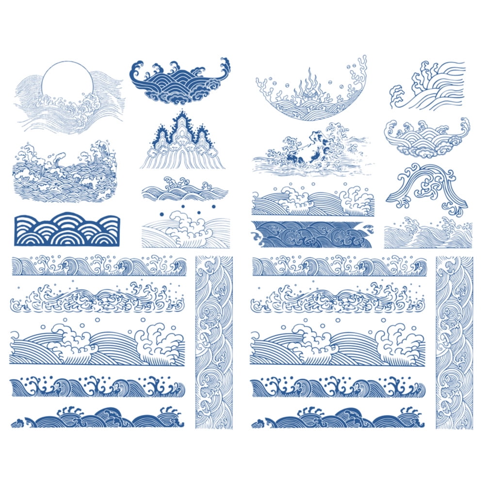 Ocean Spray Waves Pattern Aesthetic Sticker Pre-cut Anti-UV Waterproof ...
