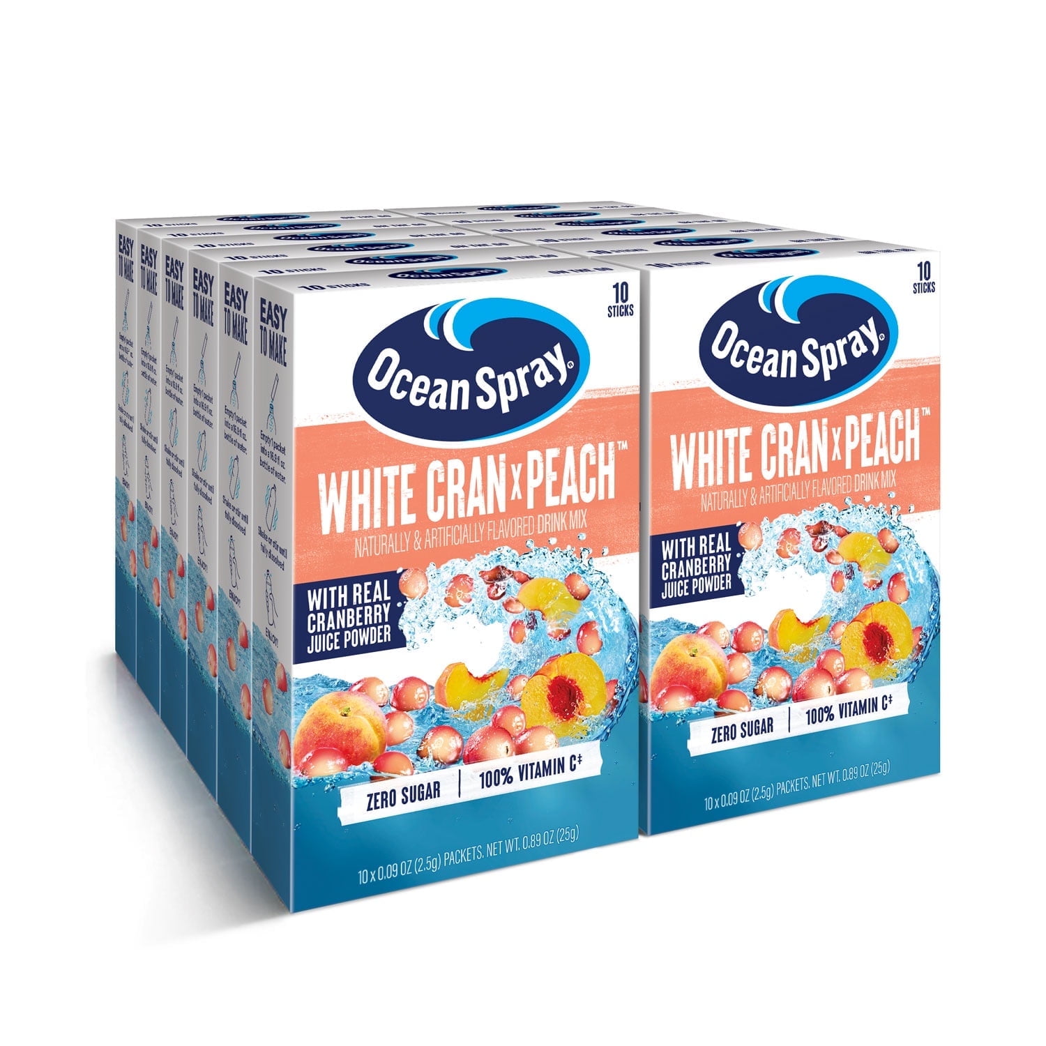 Ocean Spray White Cran-Peach Zero Sugar Drink Mix Packets (12 boxes ...