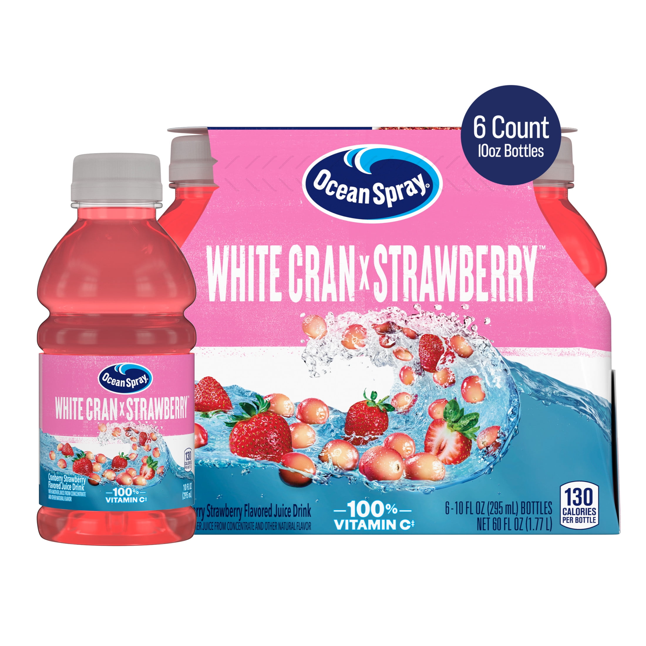 Ocean Spray® White Cran-Strawberry Cranberry Juice, 10 fl oz Bottles, 6 ...