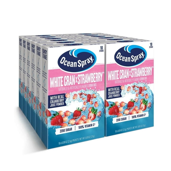 Ocean Spray White Cran-Strawberry Drink Mix, Zero Sugar, 120 Sticks ...