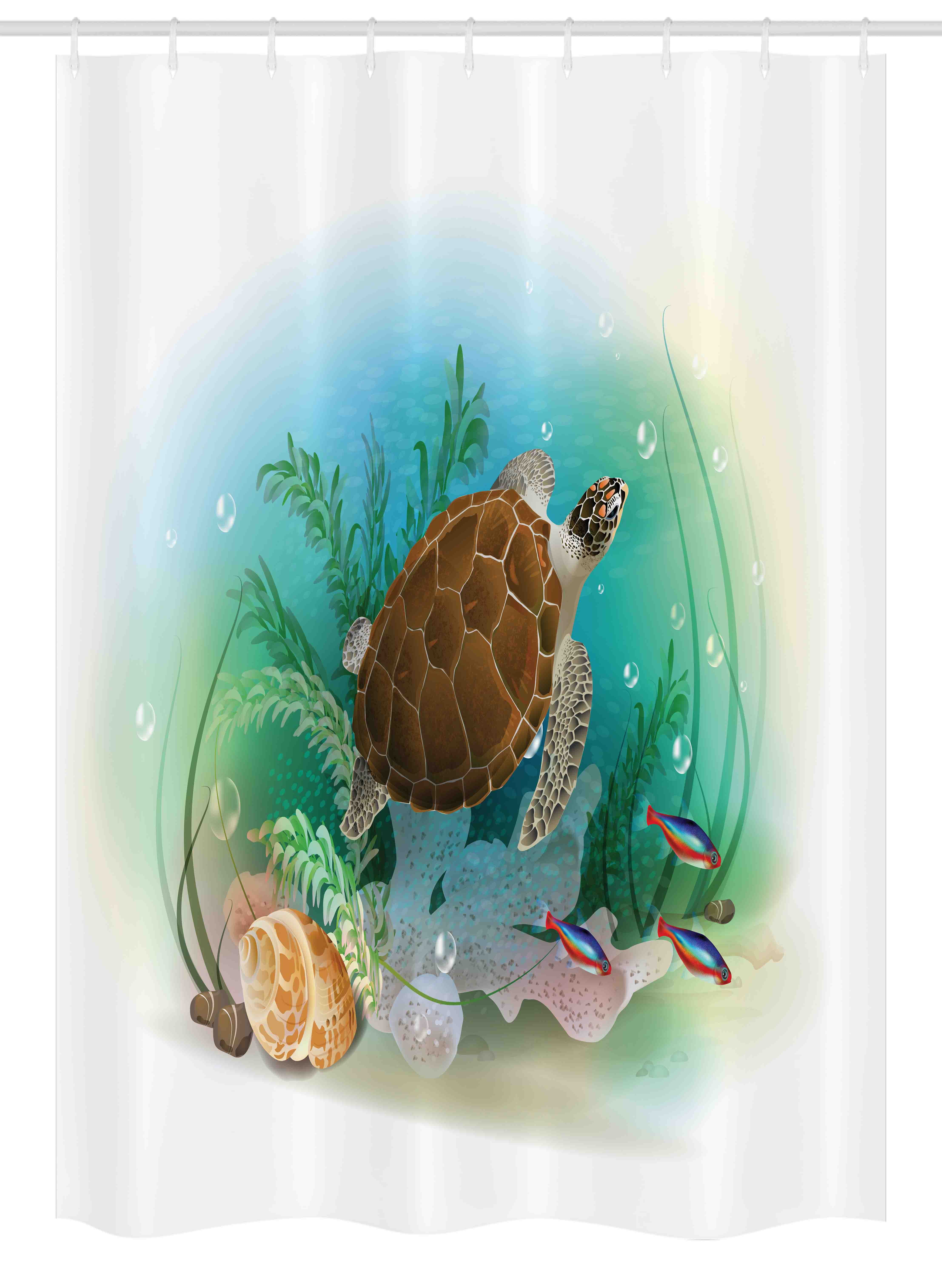 Ocean Stall Shower Curtain, Sea Turtle Swims in the Ocean Tropical ...