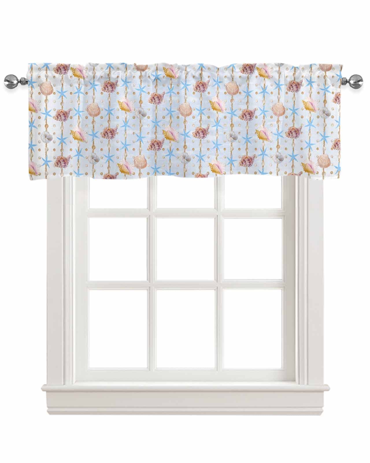 Ocean Starfish Linen Curtain Valance for Bedroom/Bathroom/Kitchen ...
