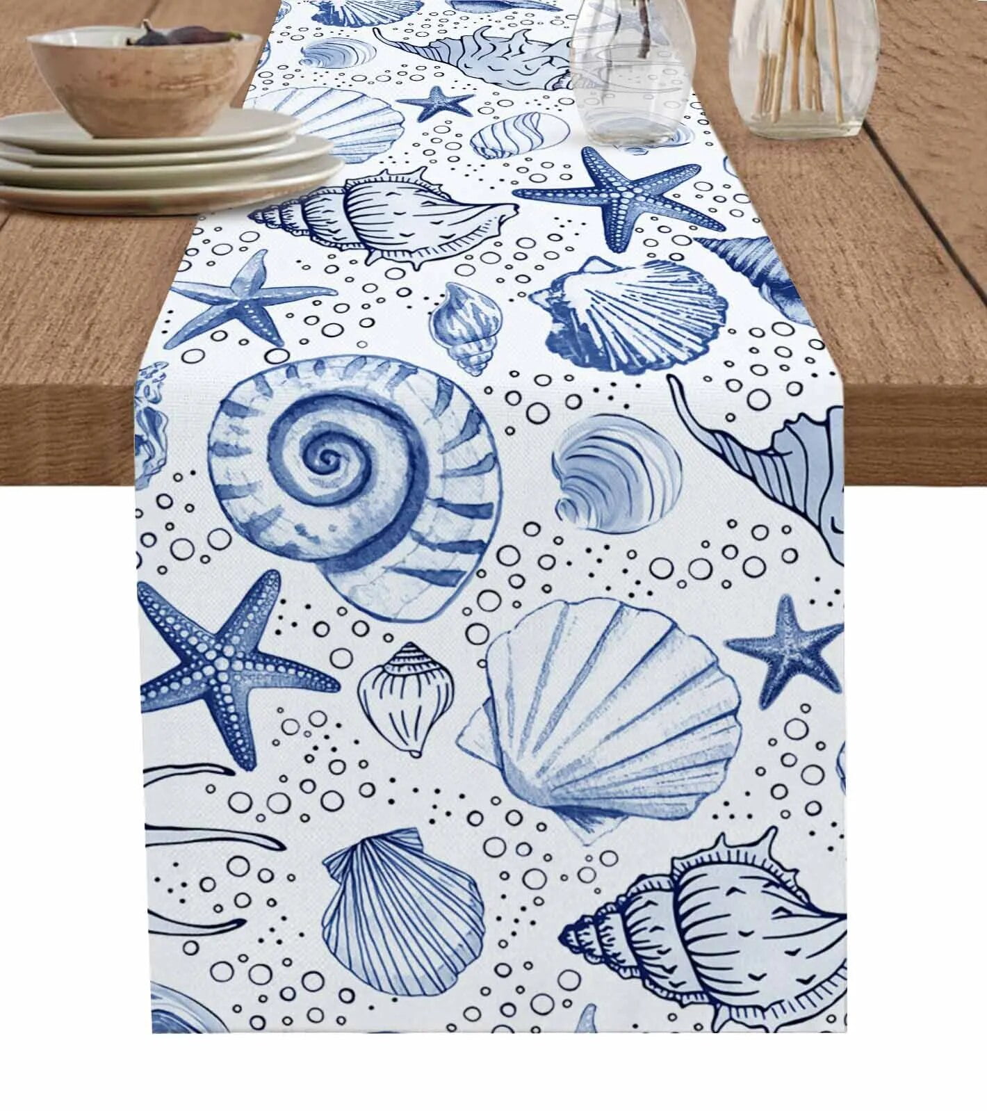 Ocean Starfish Shell Table Runner Wedding Decor Table Runner Home ...