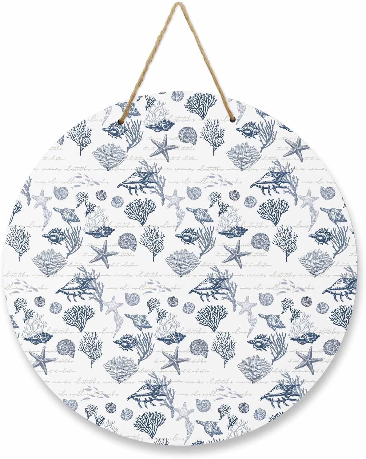 Ocean Starfish Shells Coral Welcome Sign for Front Door Porch Decor ...