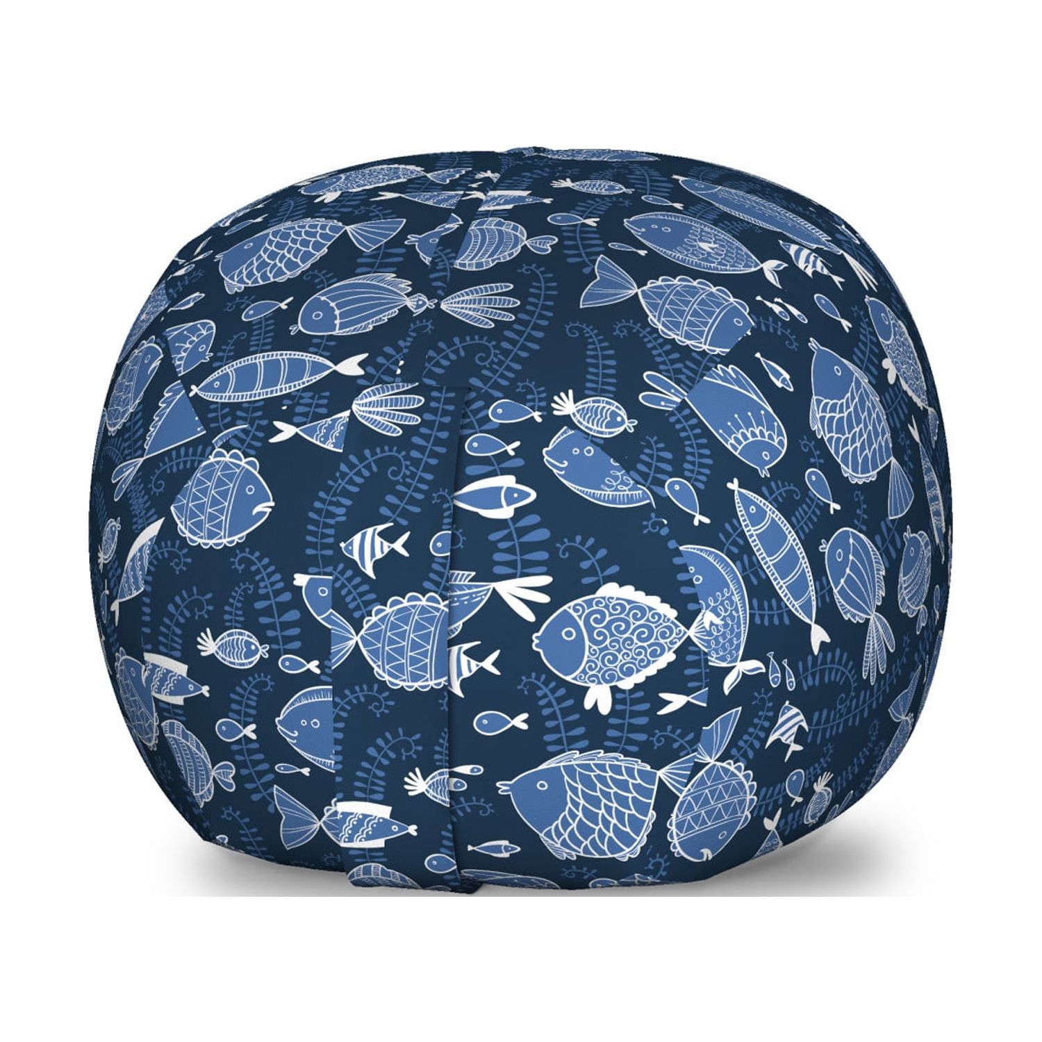 Ocean Storage Toy Bag Chair, Sealife Marine Navy Image Tropic Fish Moss ...