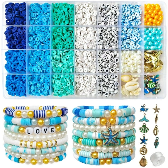 Ocean Style Pearl Bead Jewelry Making Kit, Acrylic Letters Loose Beads ...