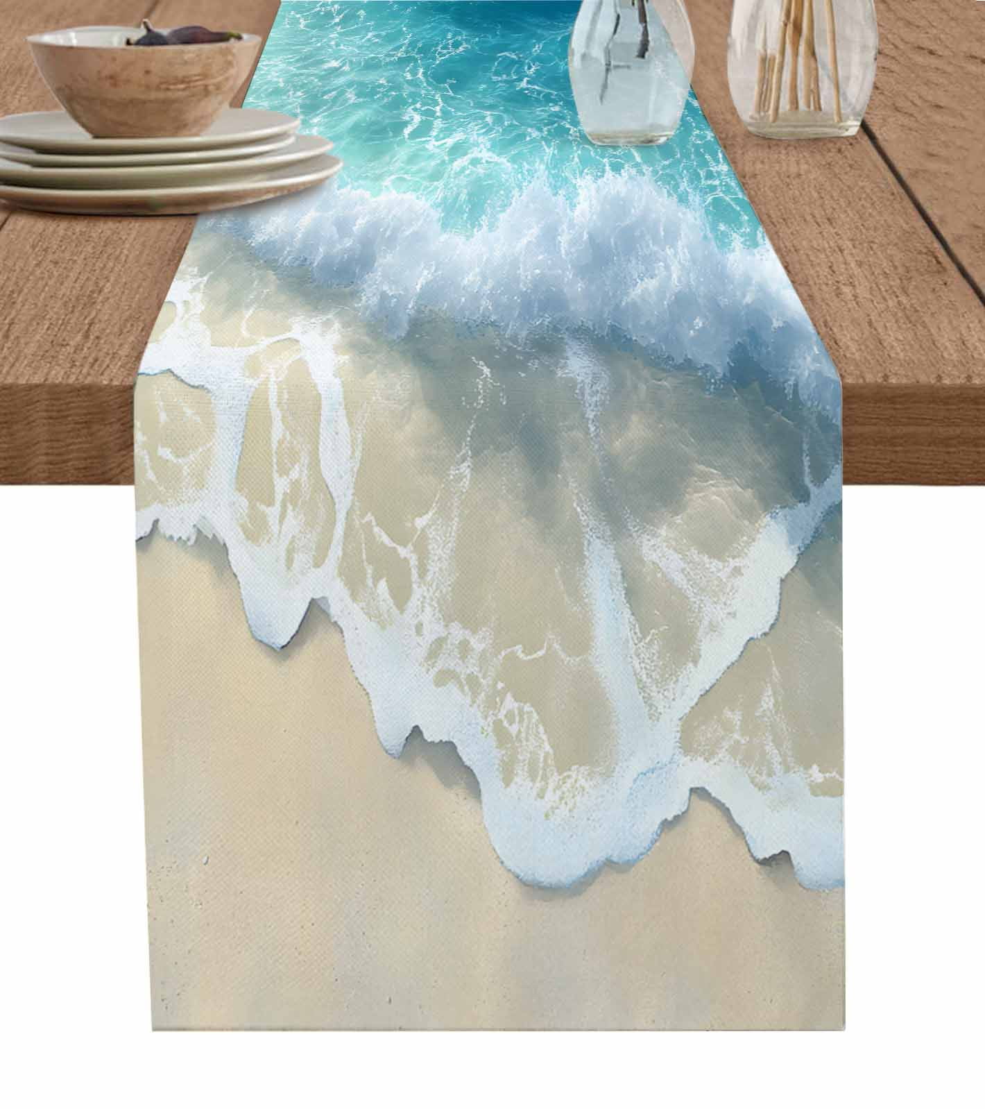 Ocean Summer Coastal Table Runner Sea Waves Blue Green Water Beach Tablerunners 13 x 36 Inch ...