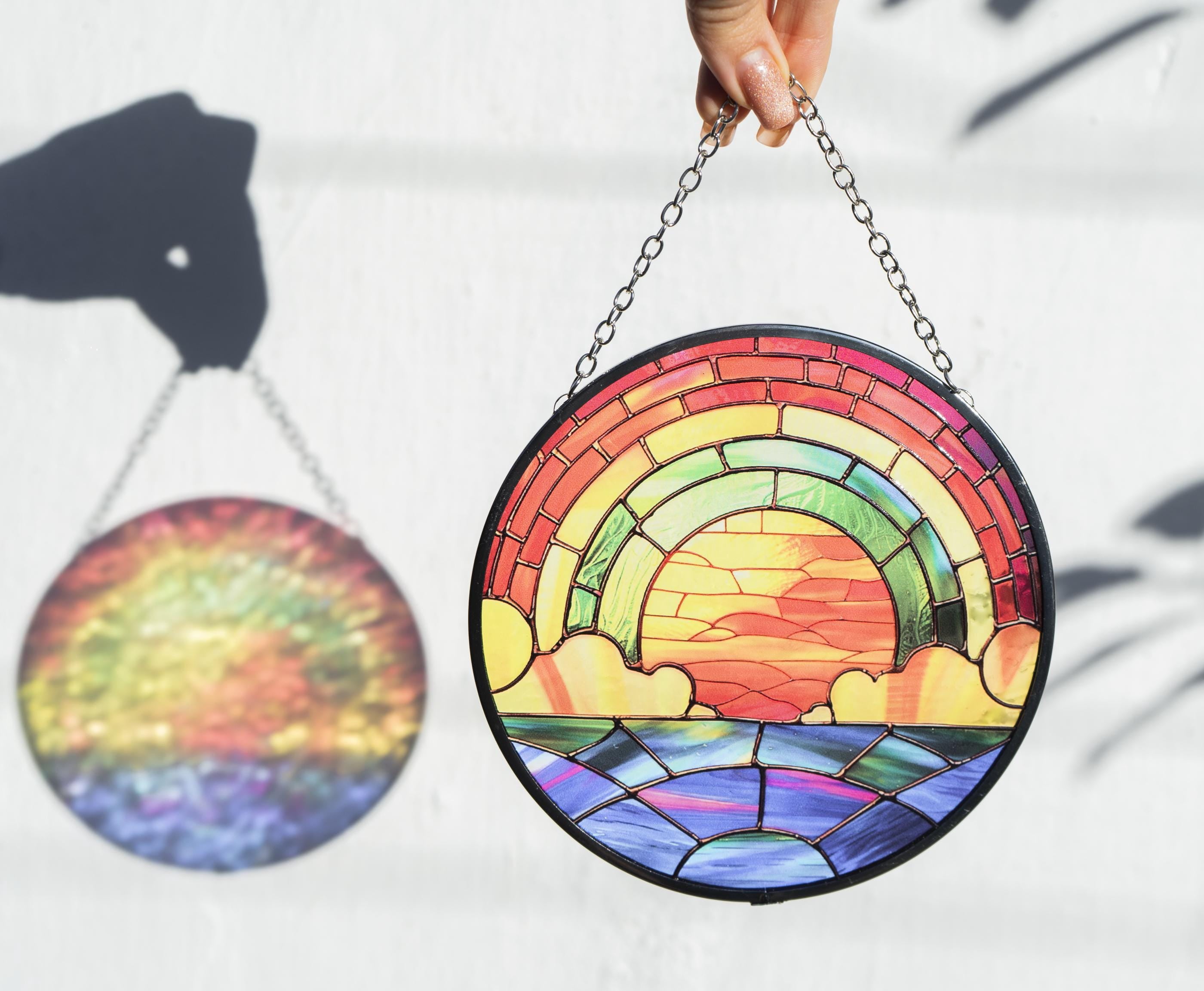 Ocean Sunrise Rainbow Stained Glass Suncatcher Coastal Sunset Christmas ...