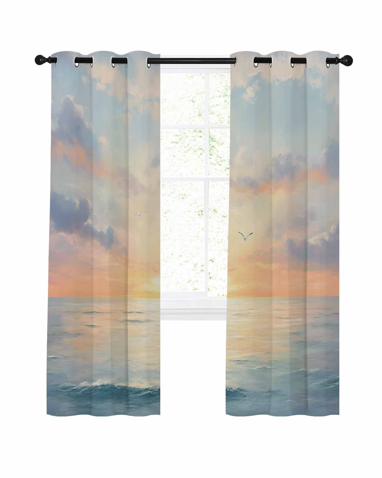 Ocean Sunset Blackout Curtains 39 Inches Long for Bedroom, Modern ...