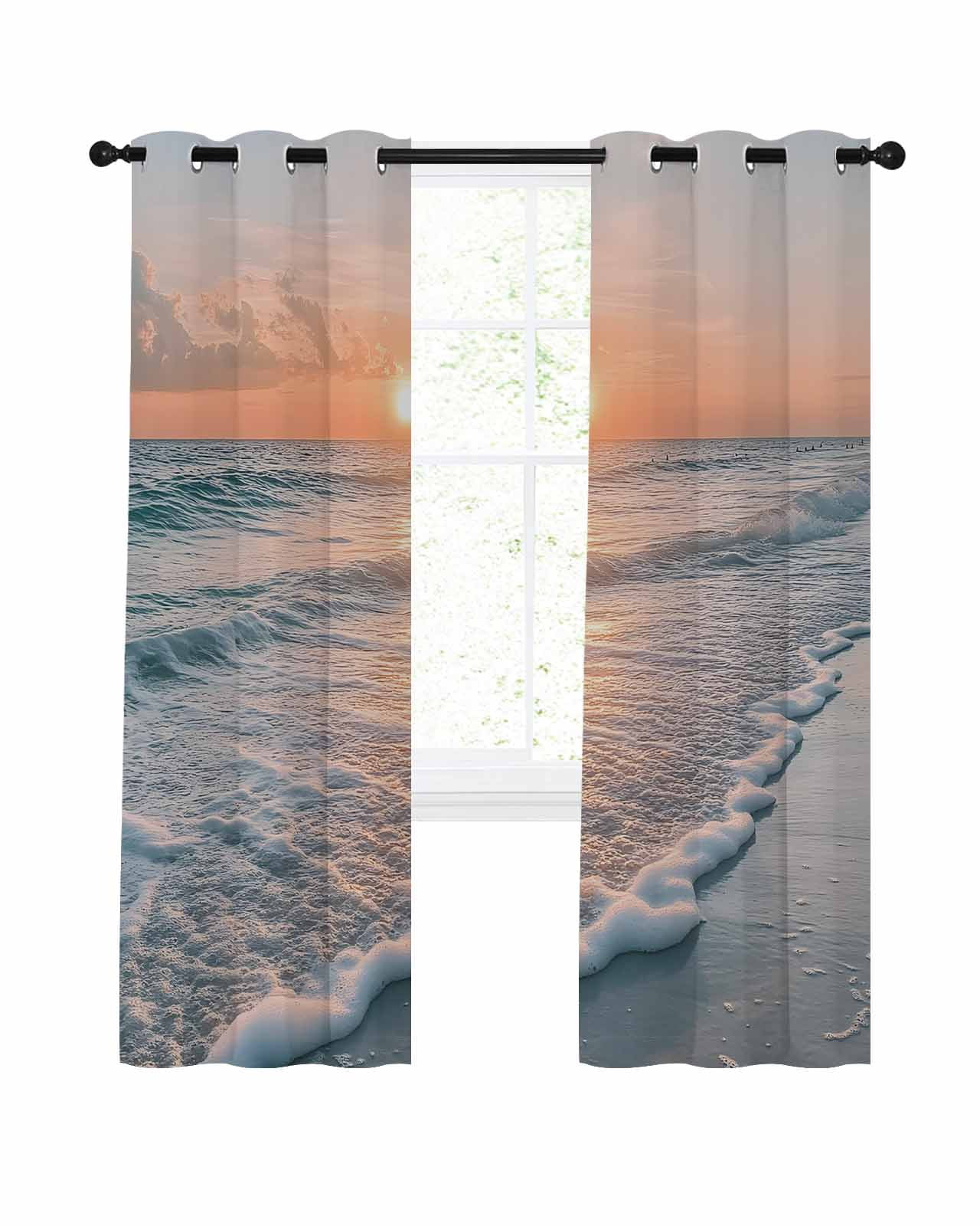 Ocean Sunset Blackout Curtains 63 Inches Long for Bedroom, Summer Beach ...