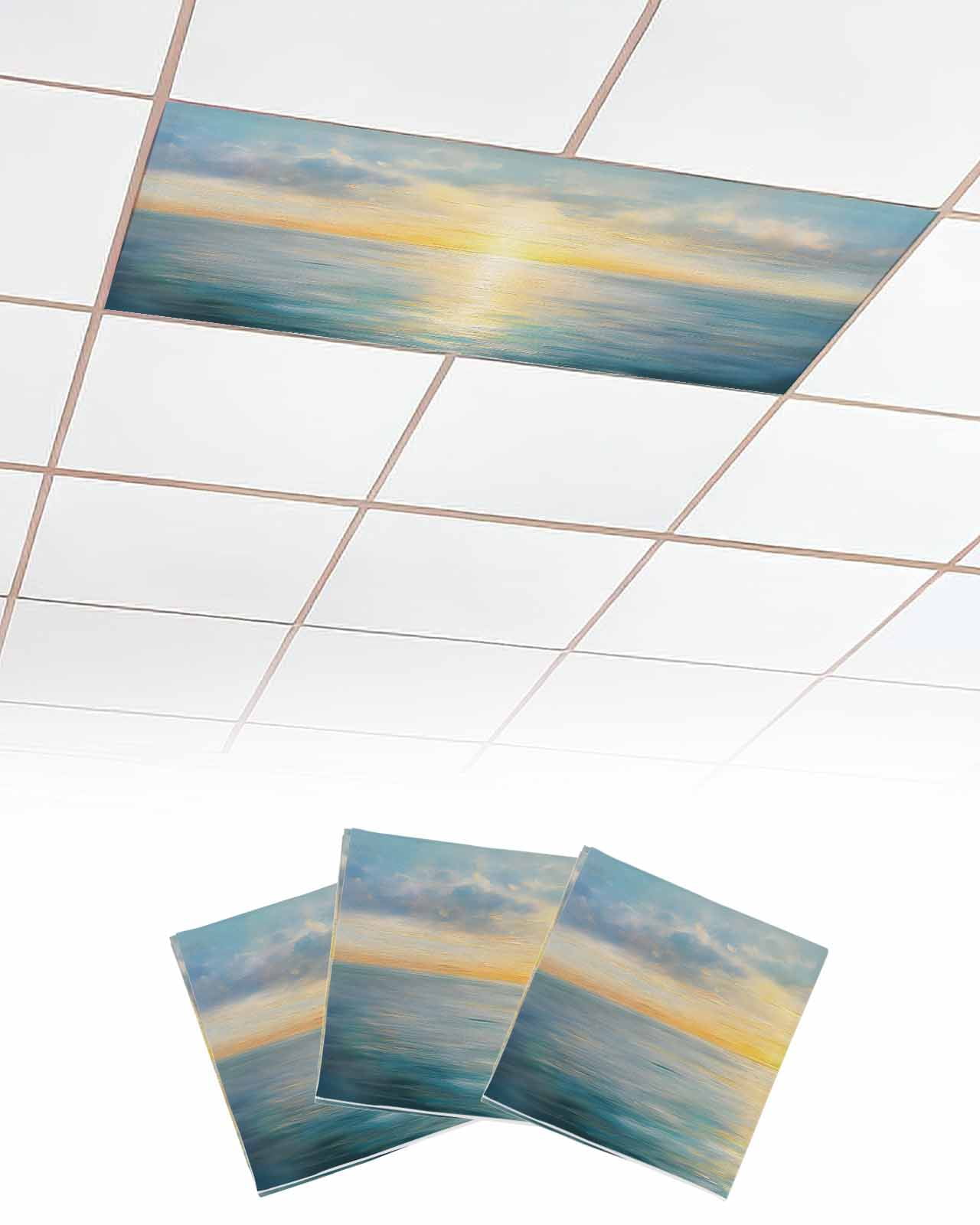 Ocean Sunset Fluorescent Light Covers for Ceiling Lights 4x2 feet,3 ...