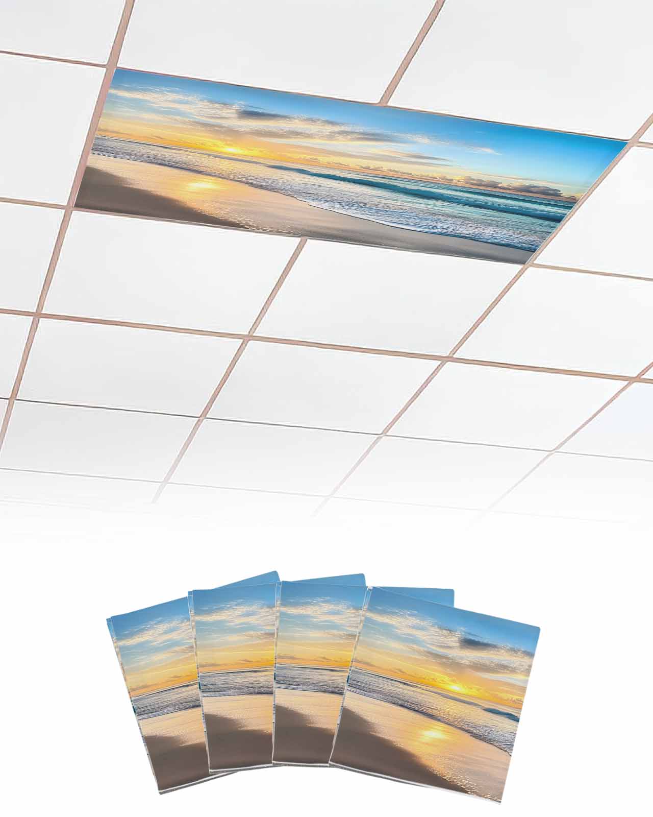 Ocean Sunset Fluorescent Light Covers for Ceiling Lights 4x2 feet,4 ...