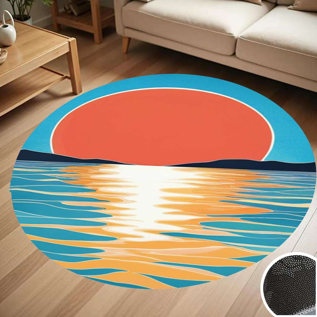 Ocean Sunset Glow Round Carpet Living Room Bedroom Home Decoration ...