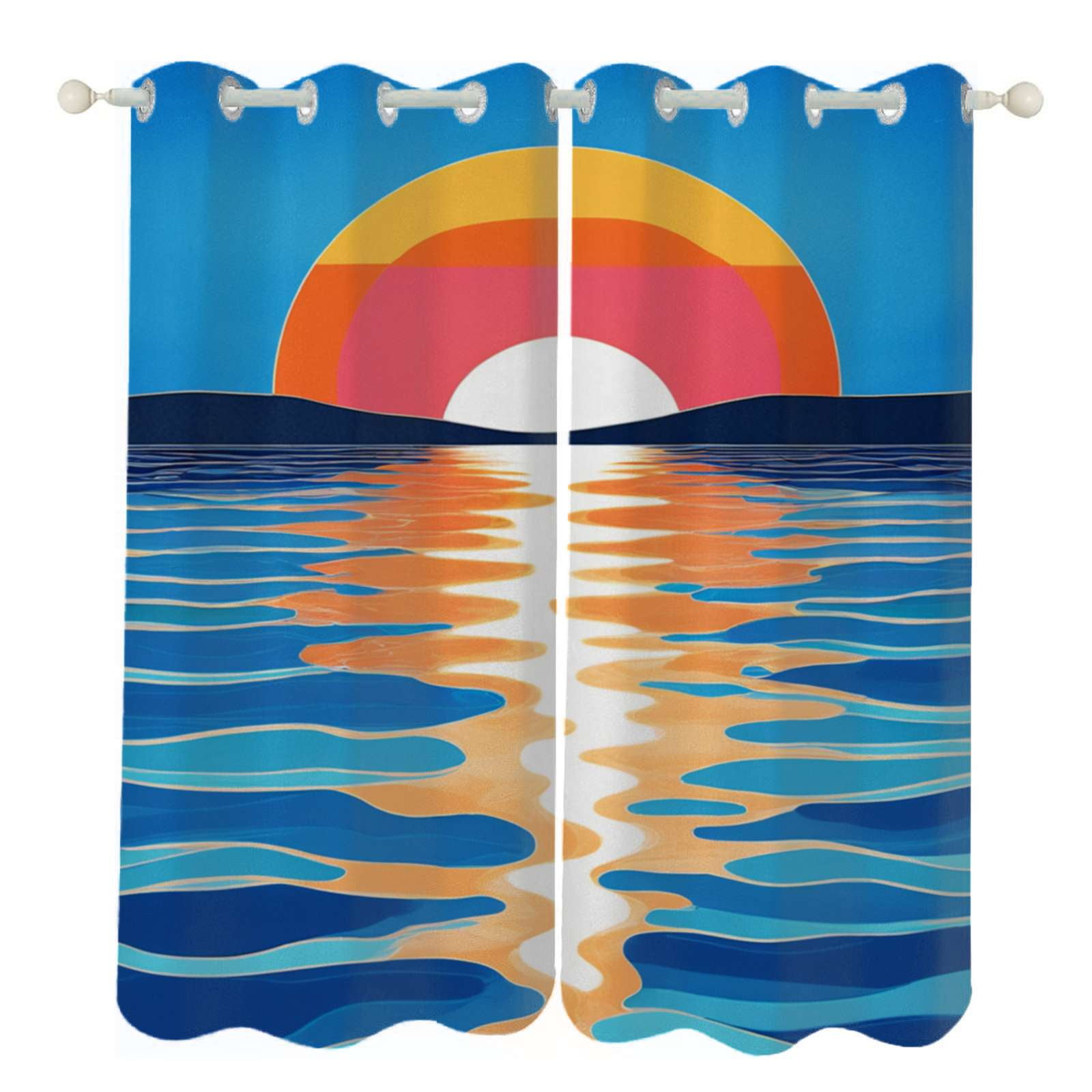 Ocean Sunset Glow Sunshade Curtains Home Bedroom Living Room Dining ...