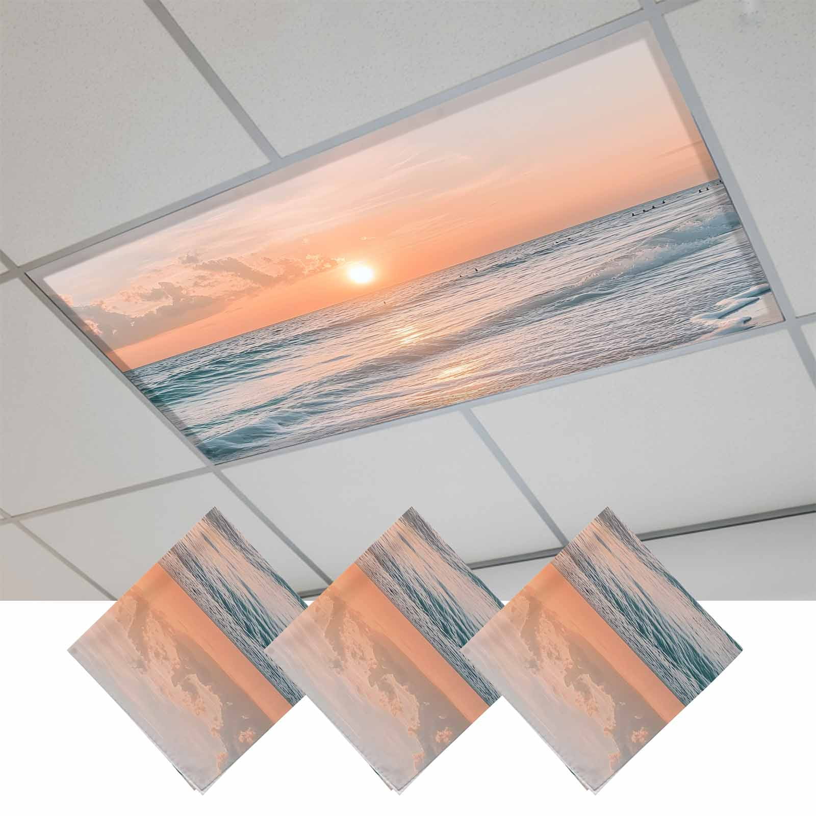 Ocean Sunset Magnetic Fluorescent Light Covers for Ceiling Lights 2x4 ...