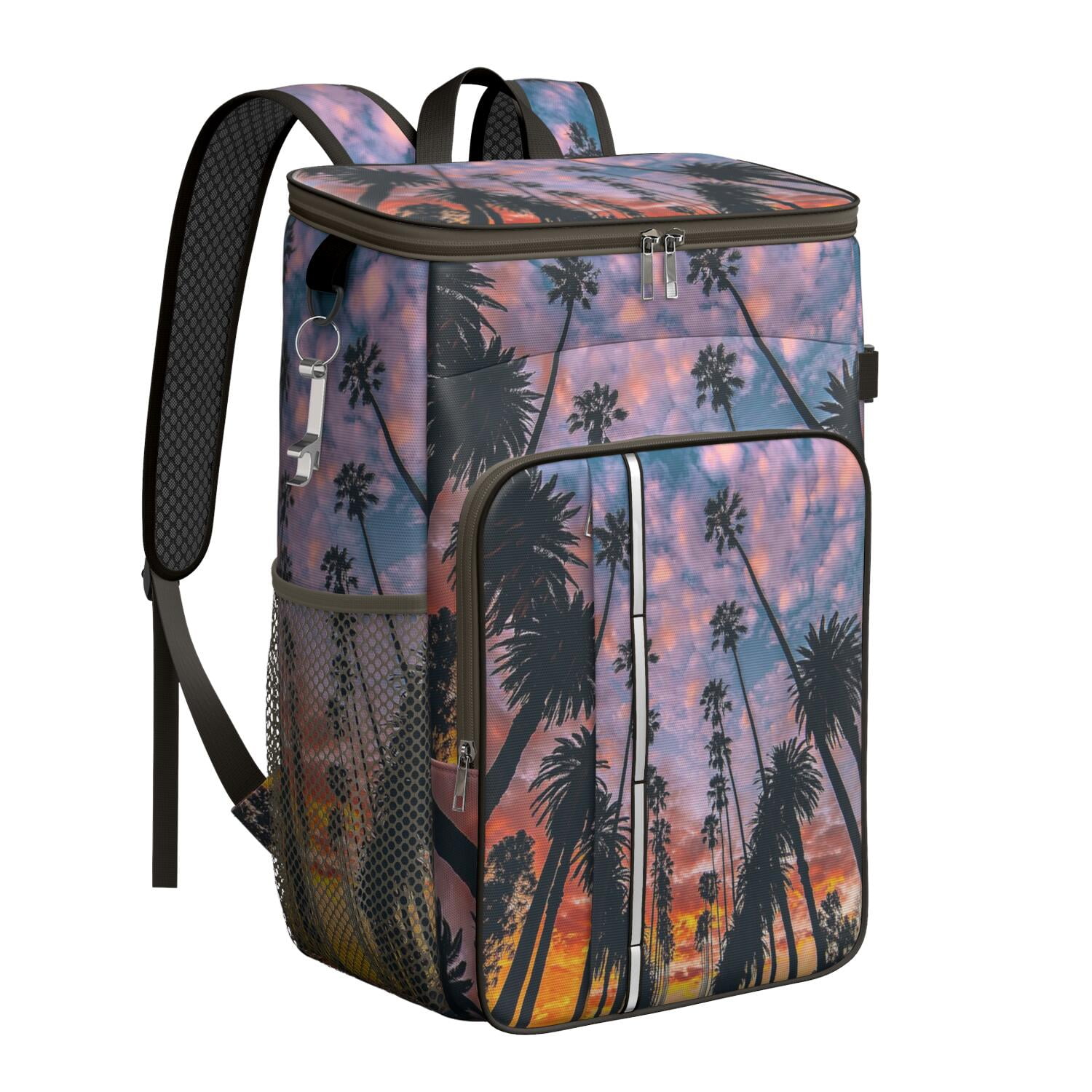 Ocean Sunset with Palm Trees Backpack Cooler, Leak Proof Lunch Cooler ...