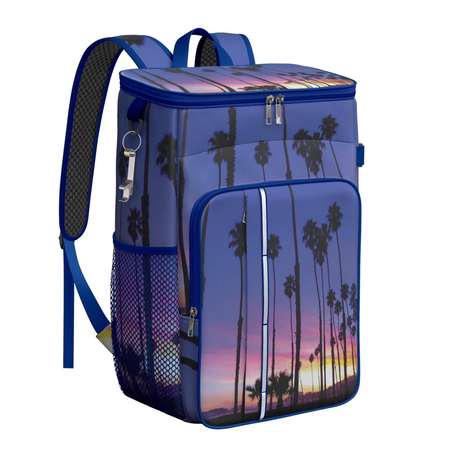 Ocean Sunset with Palm Trees Backpack Cooler, Leak Proof Lunch Cooler ...