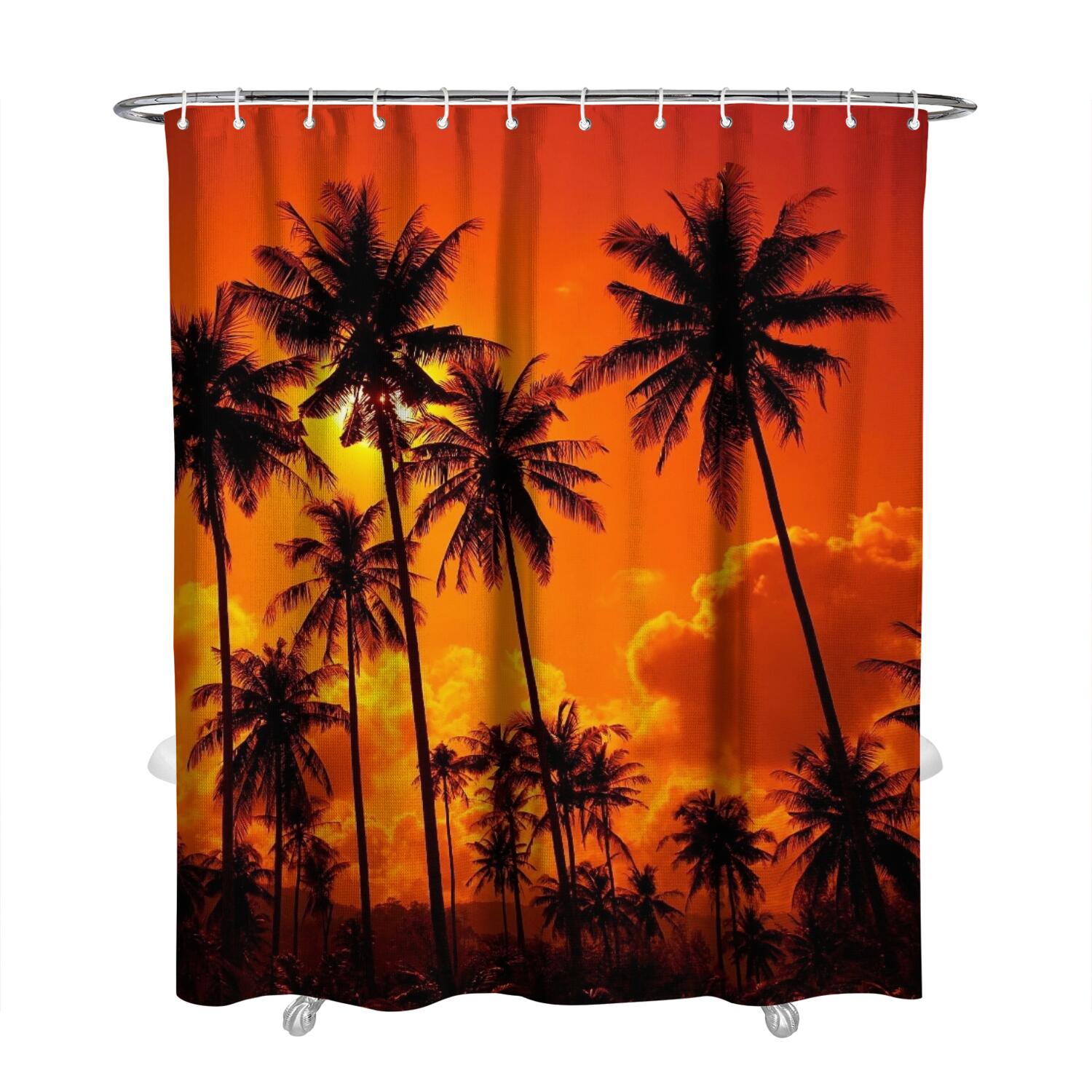 Ocean Sunset with Palm Trees Shower Curtain 72x84 Inch - Vibrant ...