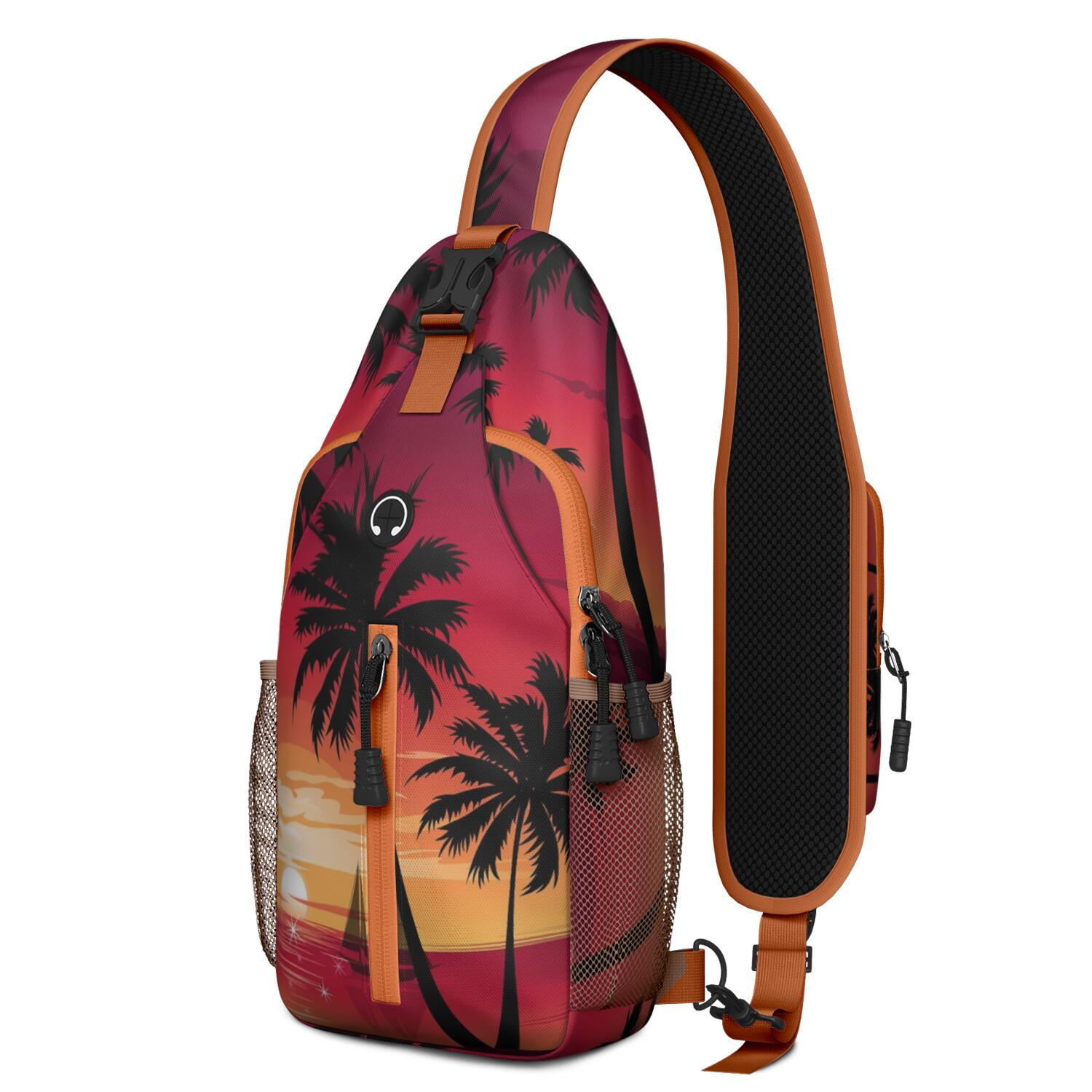 Ocean Sunset with Palm Trees Sling Backpack – Lightweight and ...