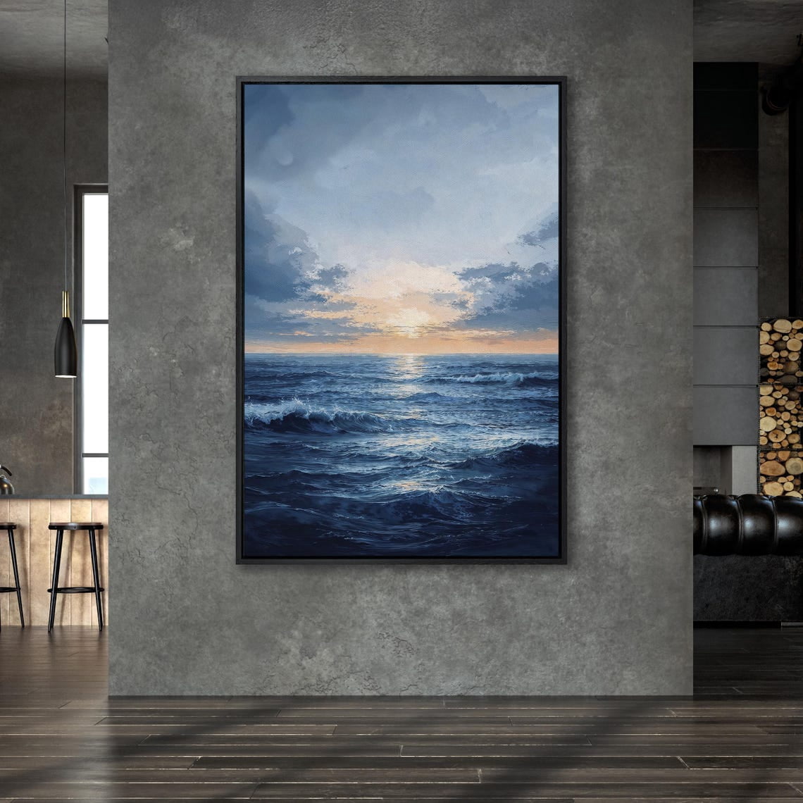 Ocean Sunset Seascape, Serene Nautical Theme, Relaxing Decor, Poster ...