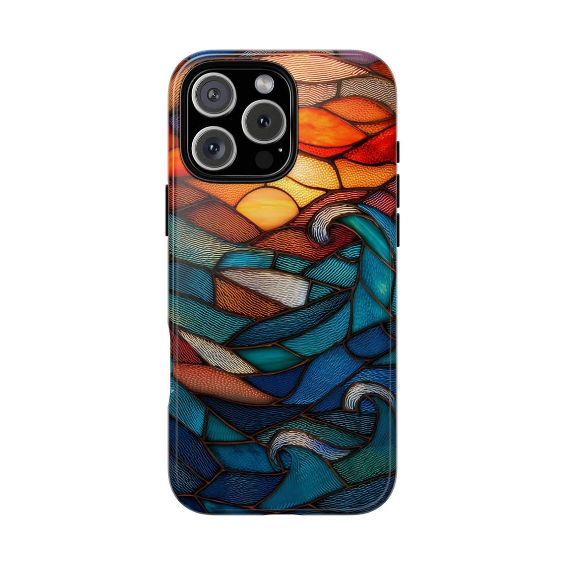 Ocean Sunset Stained Glass Mosaic Scenic Sea Waves Art Phone Case for ...