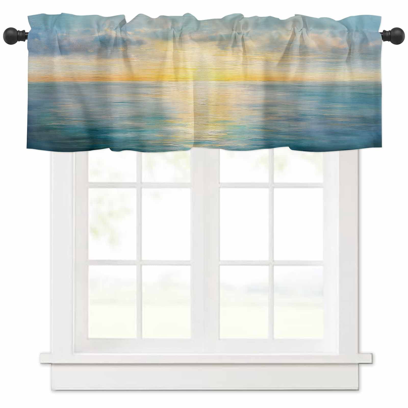 Ocean Sunset Valances for Windows Farmhouse Kitchen Curtains Valances ...