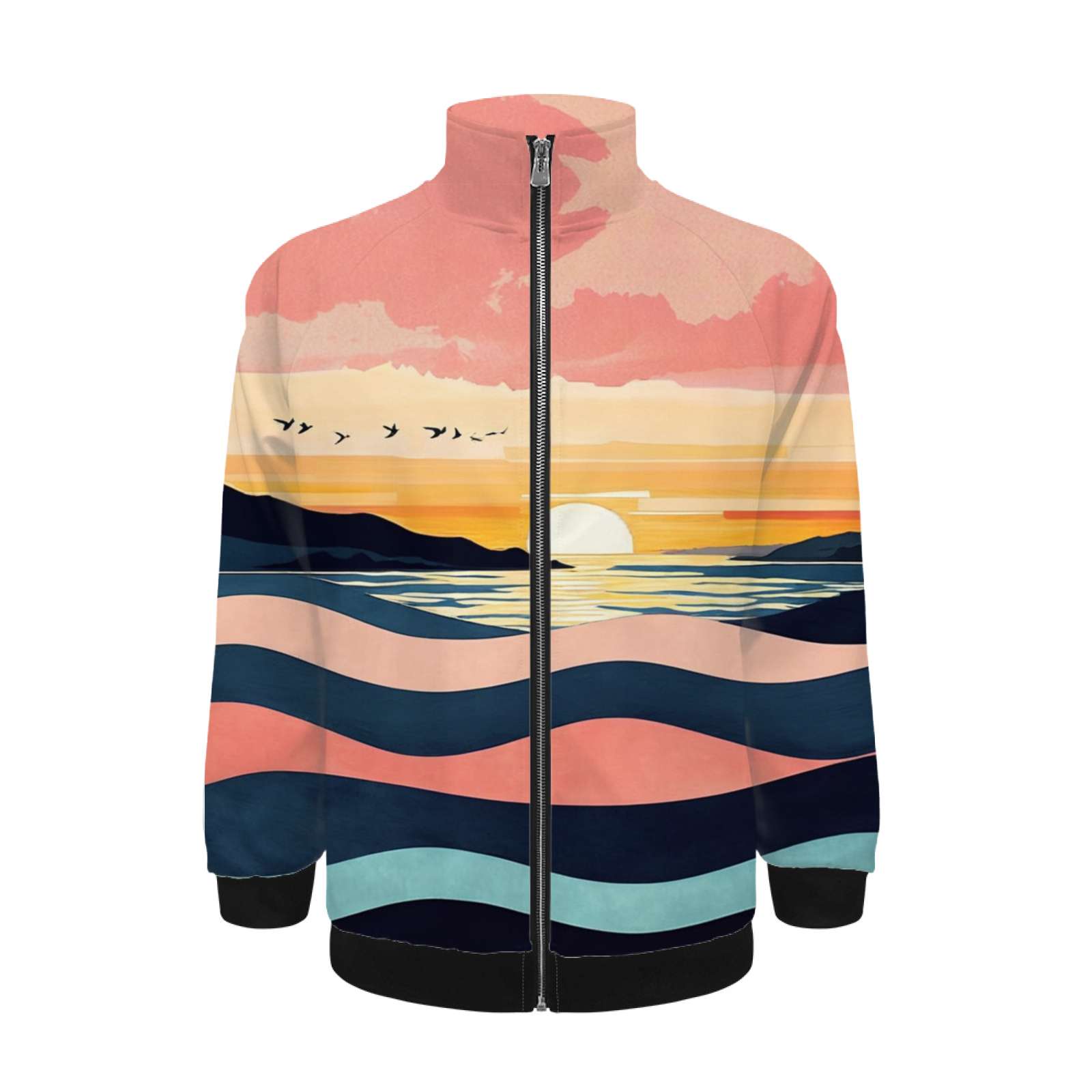Ocean Sunset Waves Art Print Jacket Men's Street Cool Long Sleeves Coat ...