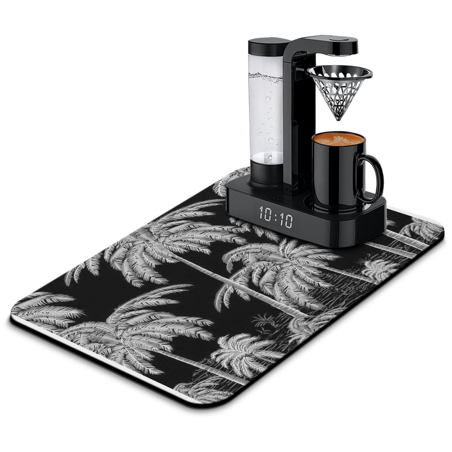 Ocean Sunset with Palm Trees Coffee Bar Mat - Non-Slip Absorbent Pad ...