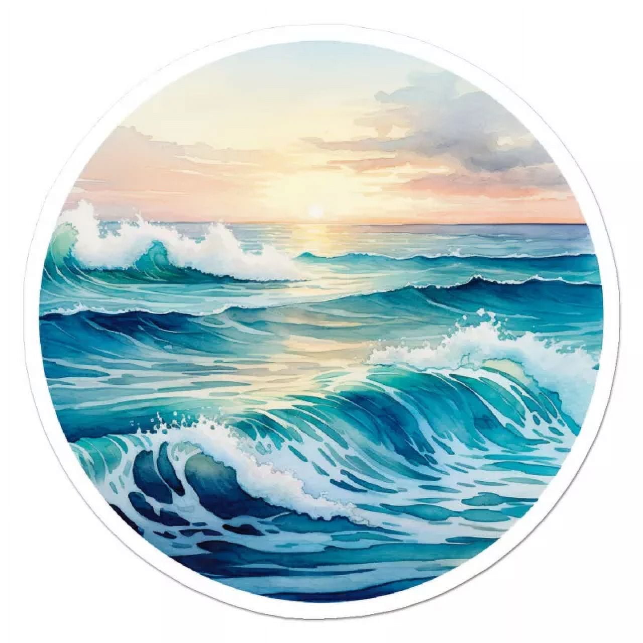 Ocean Surf Sunset Sticker Indoor Outdoor Phone Decal Water Bottle ...