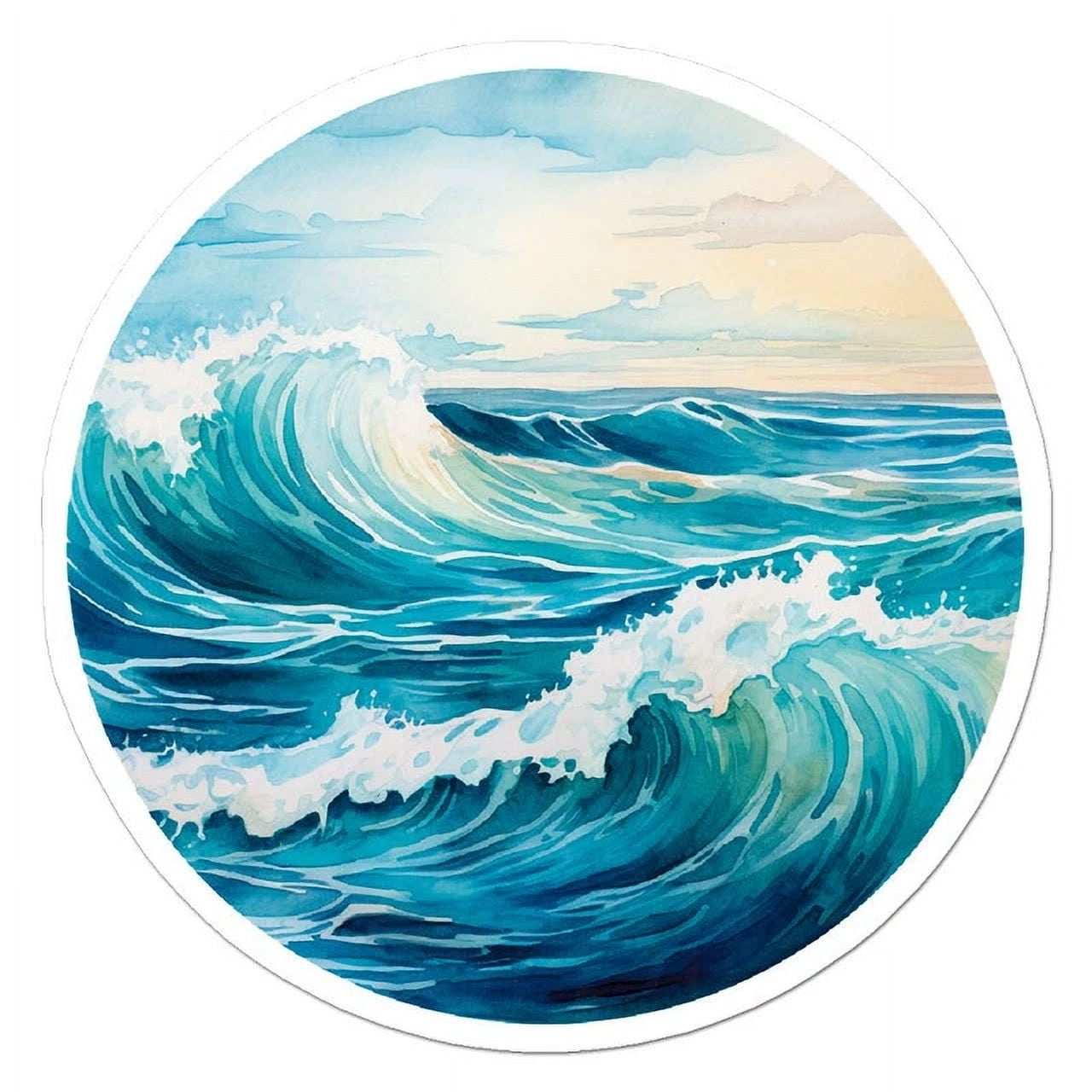 Ocean Surf Waves Sticker Indoor Outdoor Phone Decal Water Bottle ...