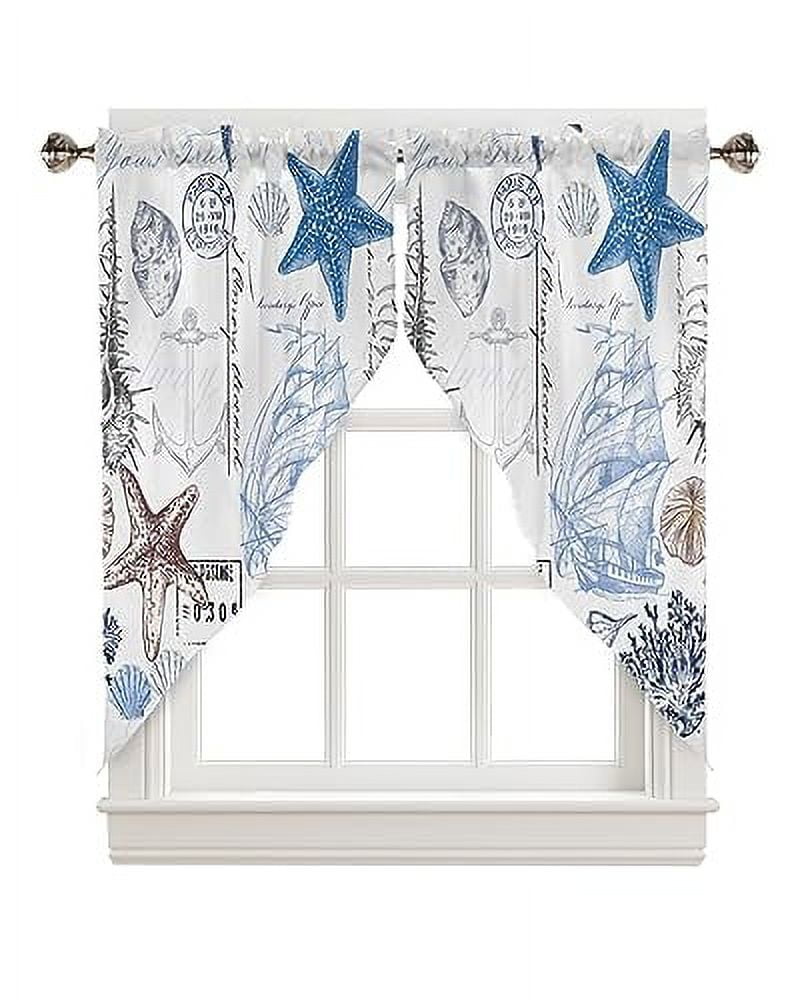 Ocean Swag Valance Curtains Nautical Theme Marine Sail Boat Beach ...